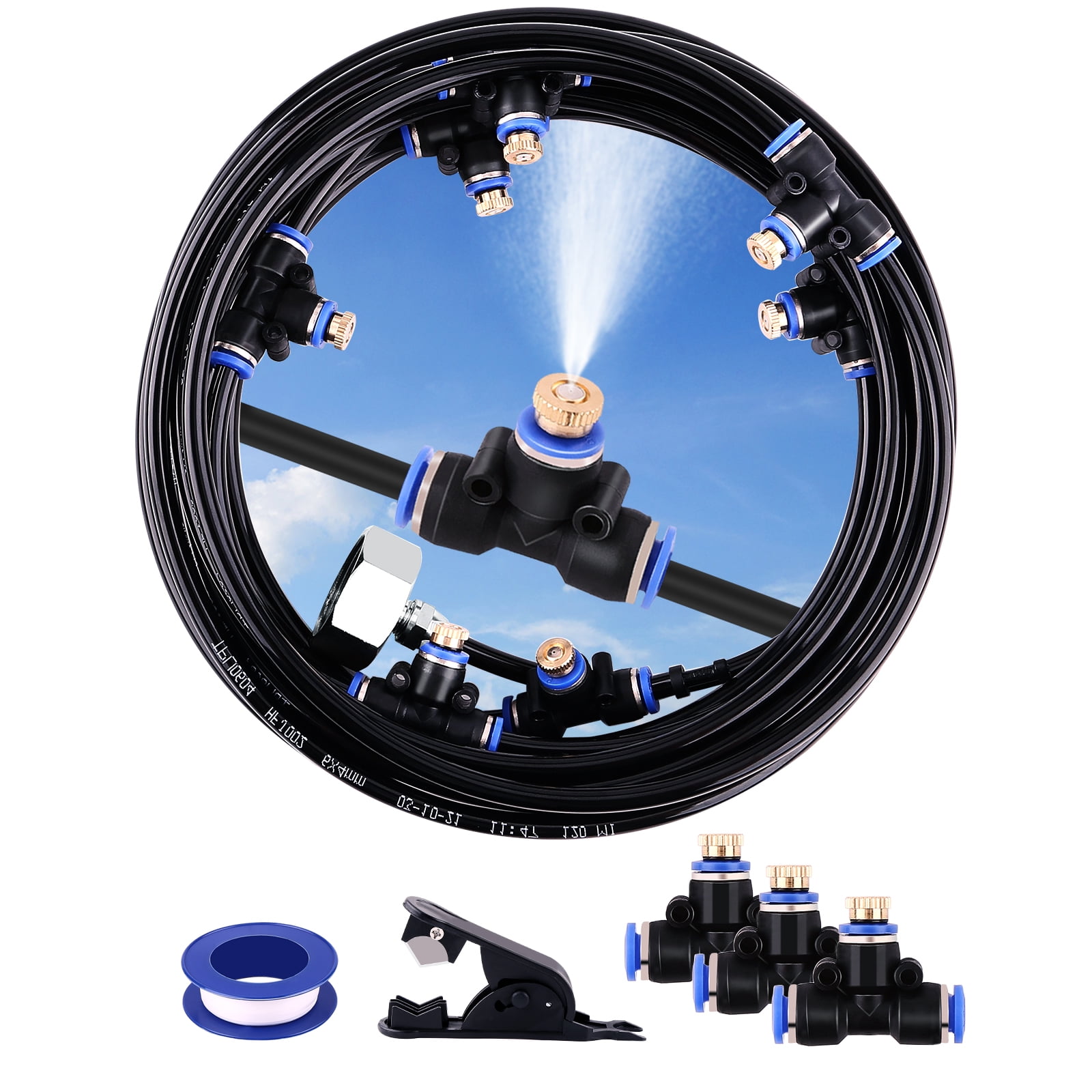 AGPtEK Cooling System, Mist Cooling System 26Ft Misting Line with 10 T ...