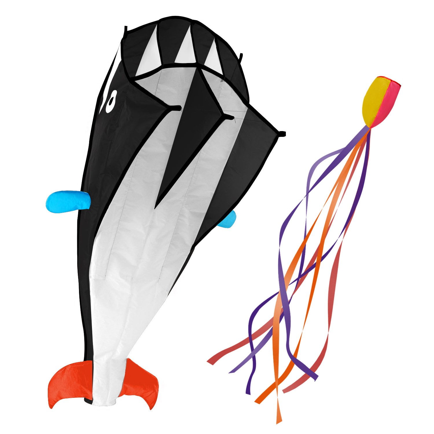 AGPtek 3D Kite Huge Frameless Soft Parafoil Giant Dolphin Kite ...