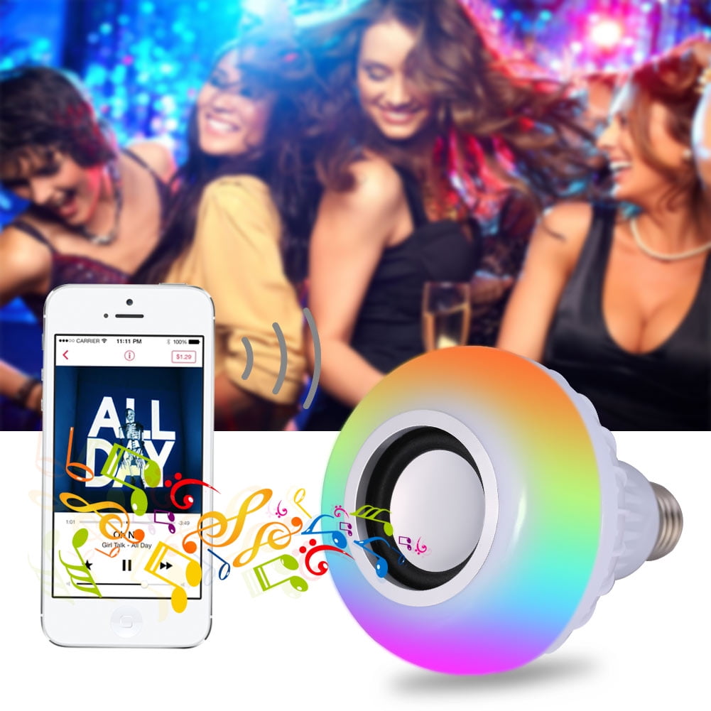 AGPtek E27 12W LED RGB Bluetooth Speaker Bulb Wireless Music Playing ...
