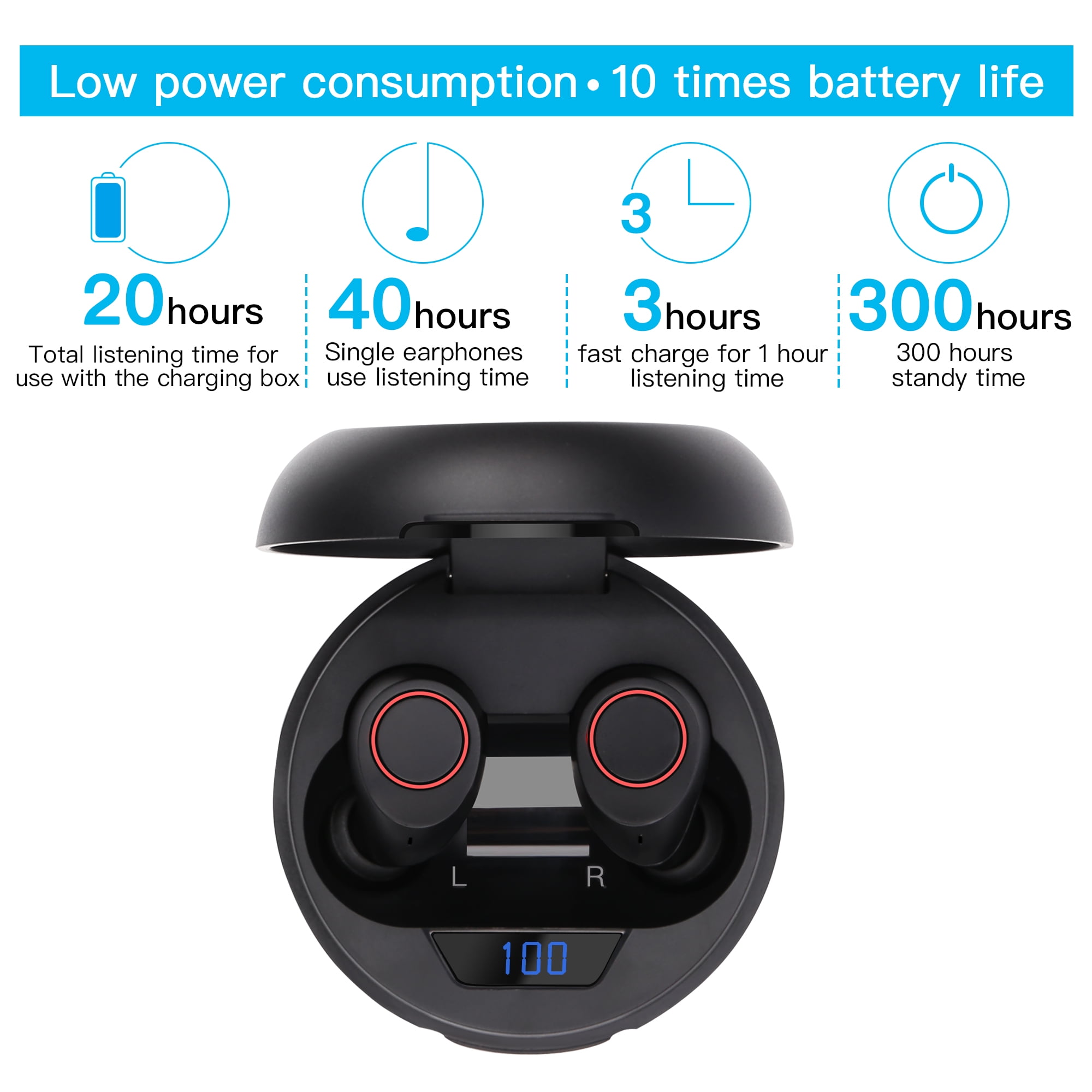 AGPtek Mini Wireless Earbuds, Bluetooth 5.0 Earpiece Headphone Noise ...