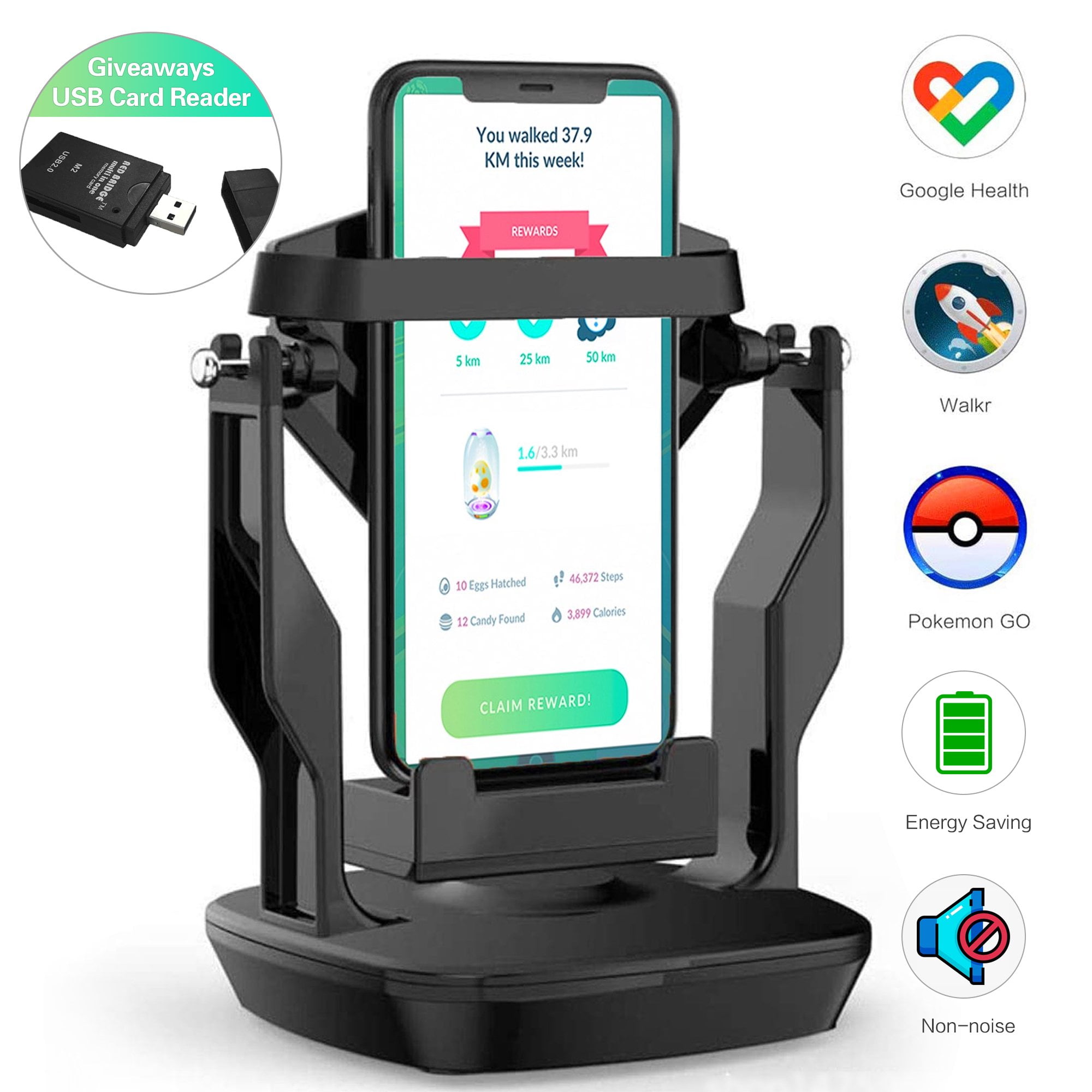 AGPtek Steps Counter Accessories Steps Earning Phone Shaker for Pokemon ...