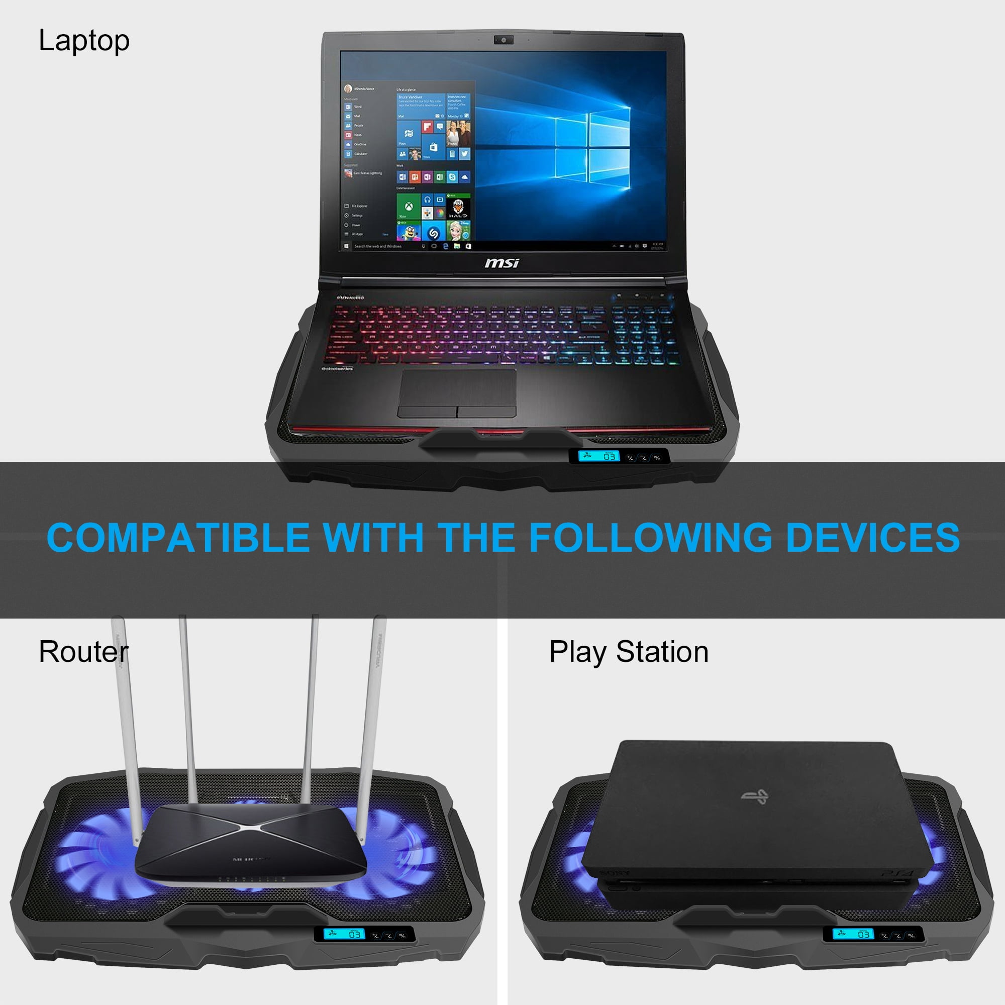 AGPtek USB Powered and Laptop Cooling Cooler Pad with 4 Built-in Fans ...