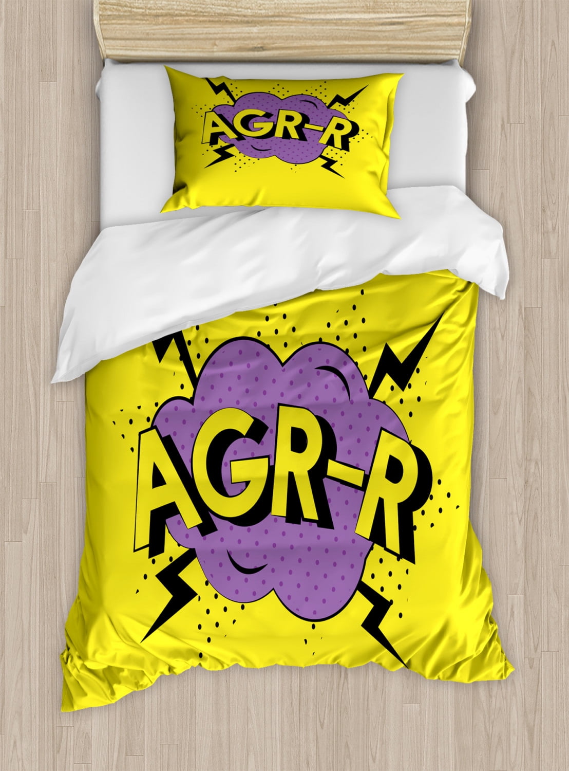 AGR-R Duvet Cover Set Twin Size, Comic Book Style Expressive Lettering ...