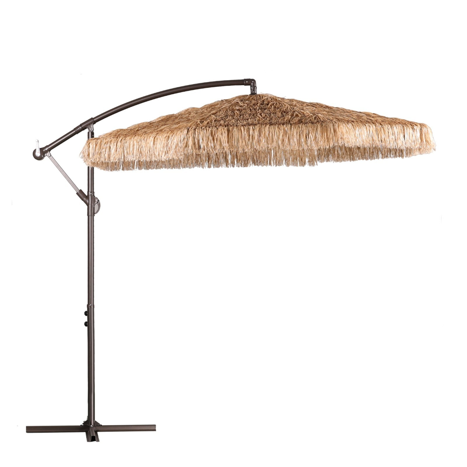 AGRTY 10FT Tiki Thatch Patio Umbrella with Crank Lift, UV Resistant ...
