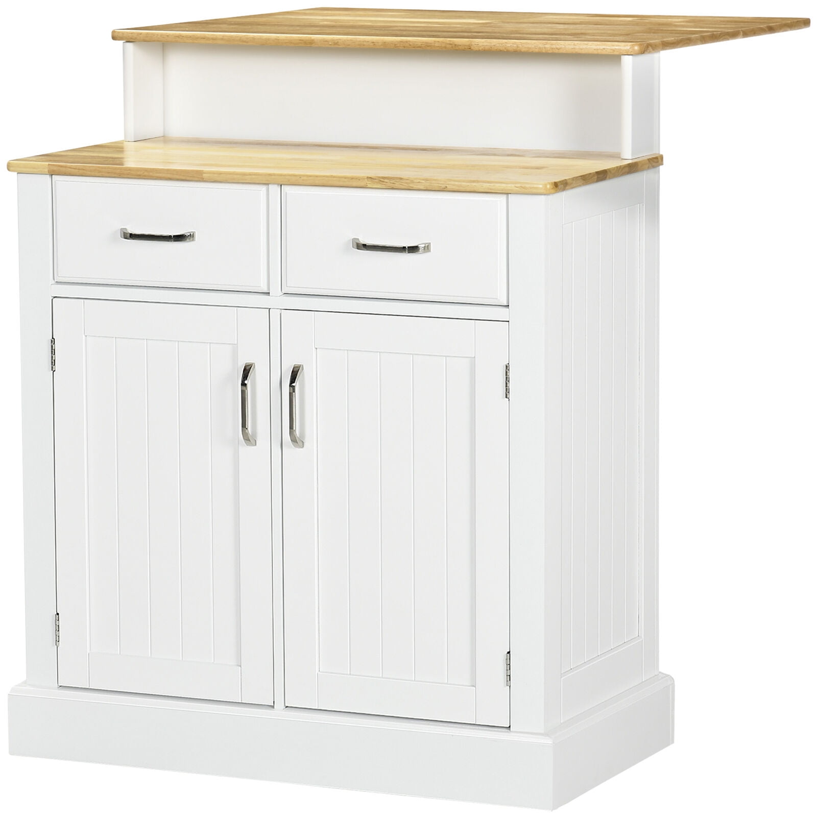 AGRTY 2-Level Kitchen Island with Storage Cabinet, Butcher Block ...