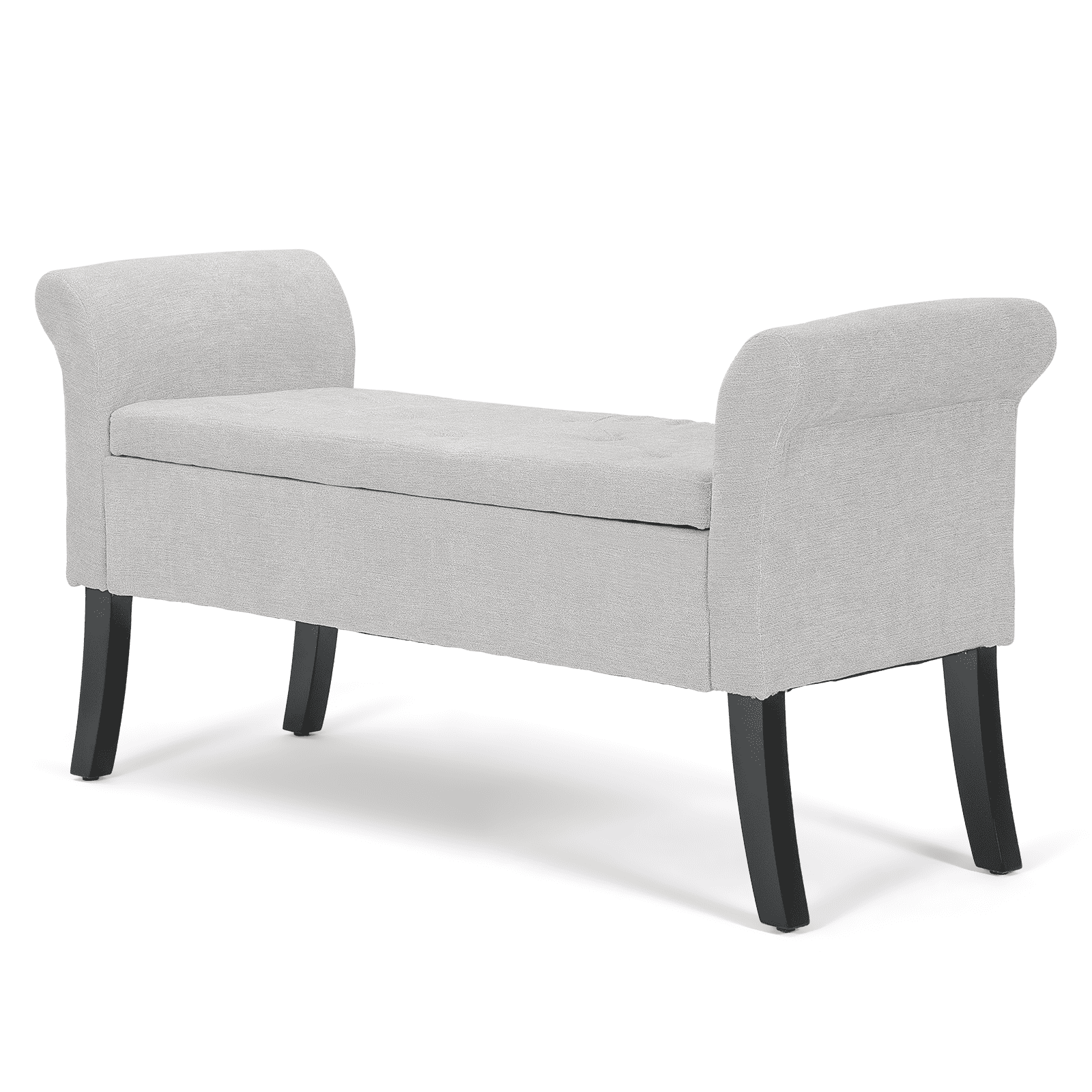 AGRTY 25" Gray Rectangle Storage Bench Fabric Footstool with ...