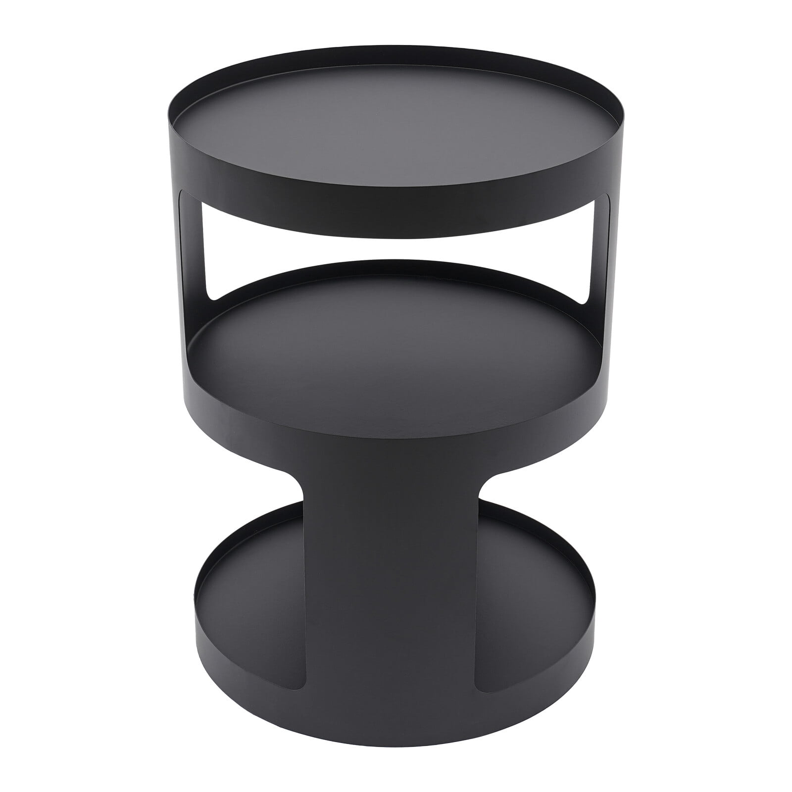 AGRTY 3-Tier Round Iron Bedside End Table with Rubber Pads, Black Sofa ...