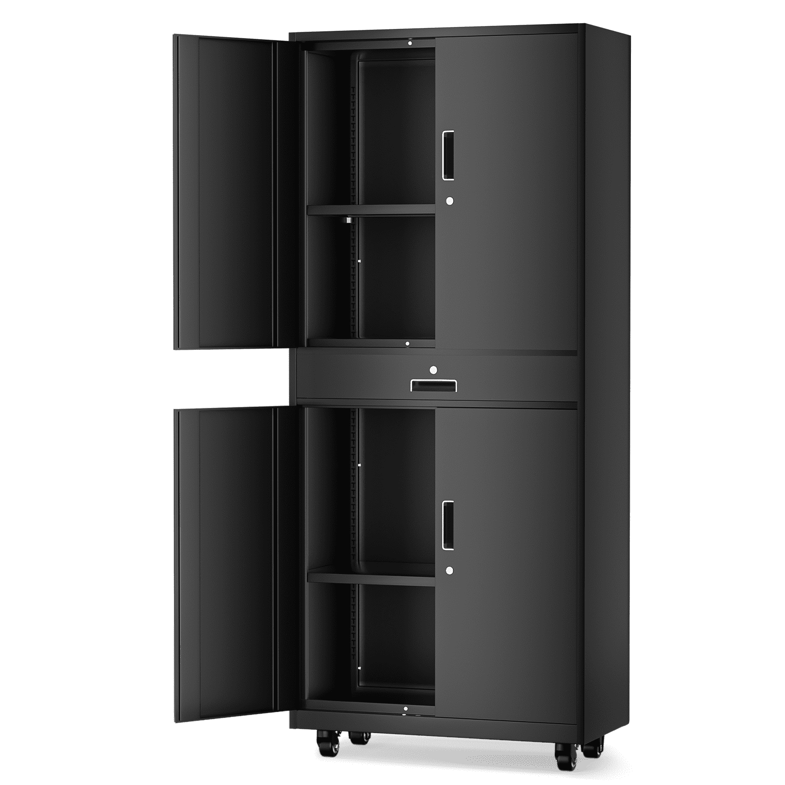 AGRTY 73" Tall Metal Storage Cabinet with 4 Lockable Doors & Adjustable ...
