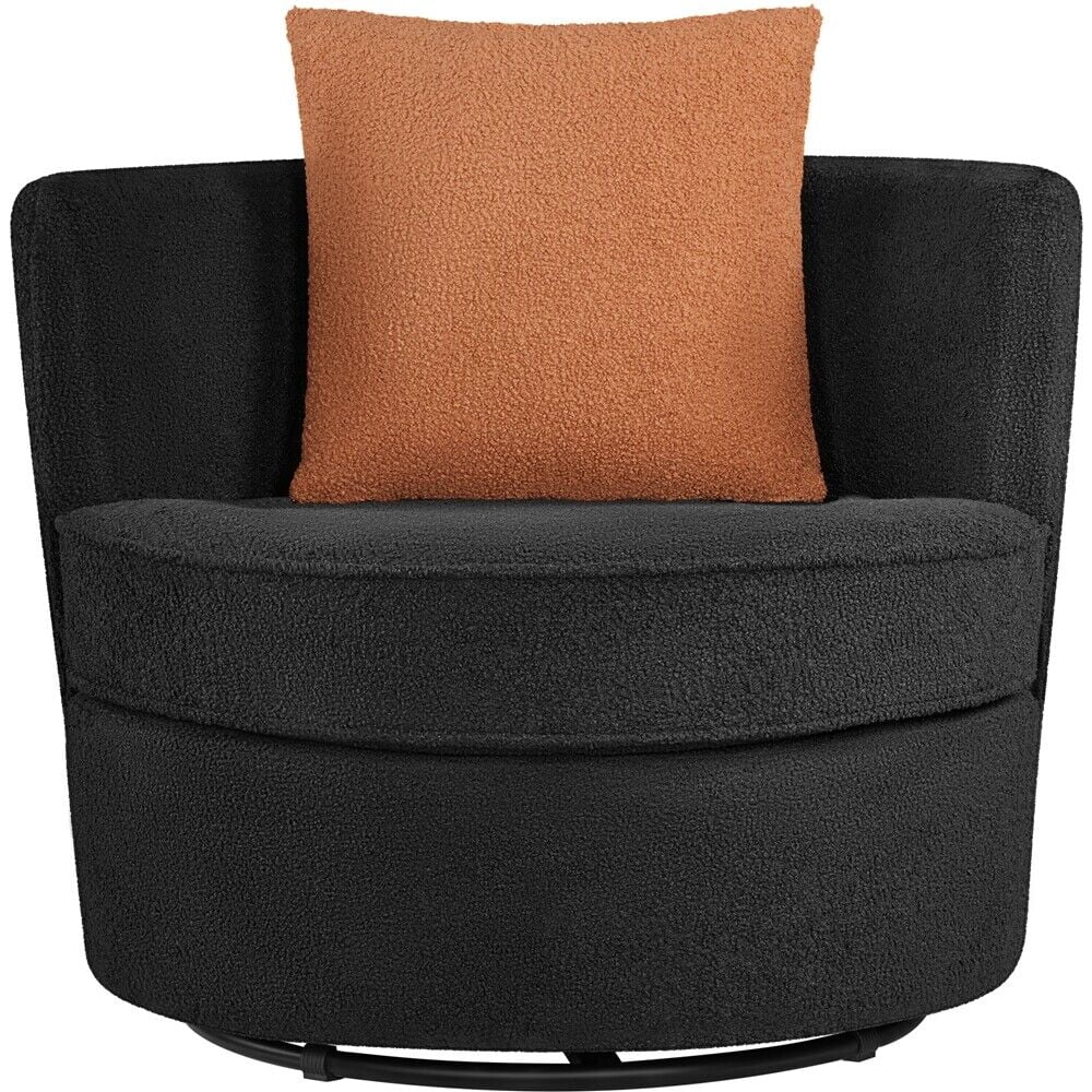 AGRTY Bouclé Swivel Accent Armchair, 360-Degree Rotating Barrel Chair ...