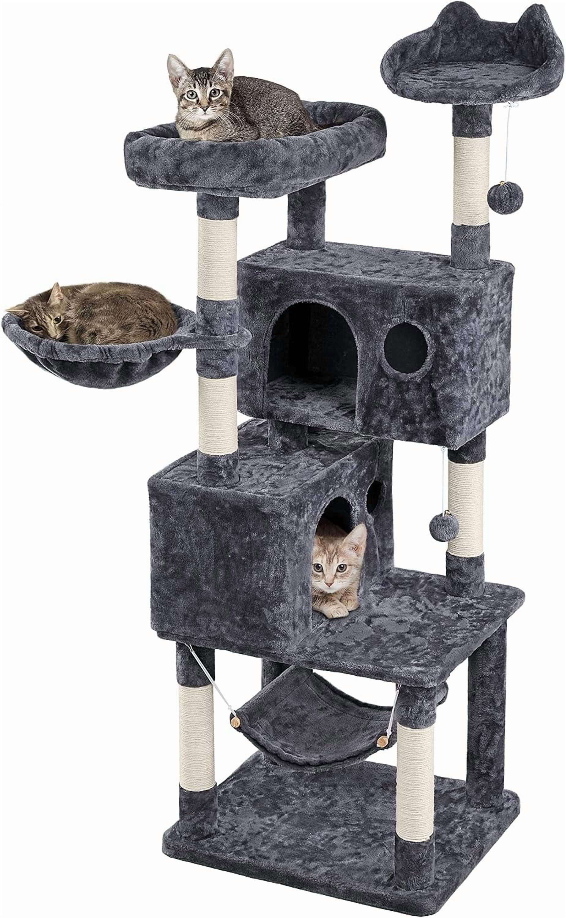 AGRTY Cat Tree, Dark Gray - 24"L x 19"W x 64"H Multi-Level Cat Tower ...