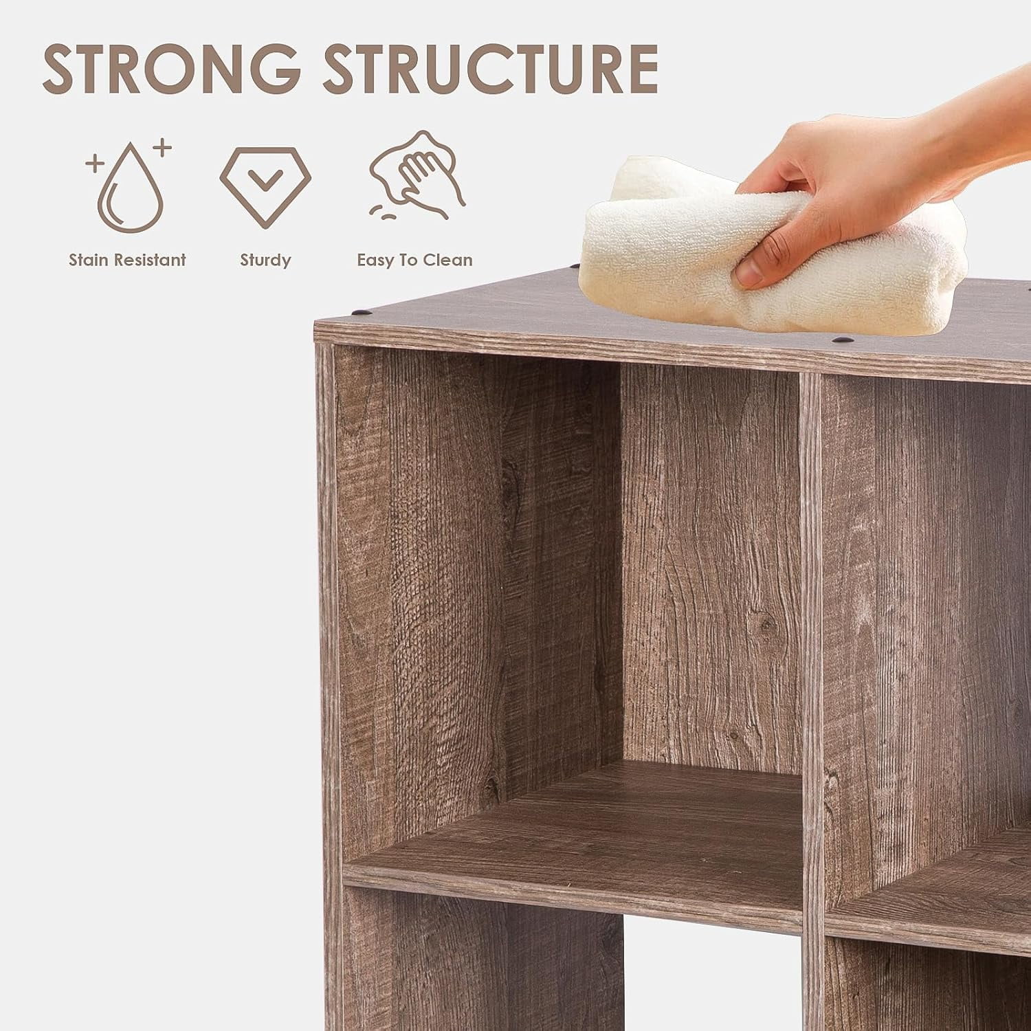 AGRTY Cube Wooden Storage Organizer Bookcase,Display Compartments Bookshelf, Sturdy Living Room ...