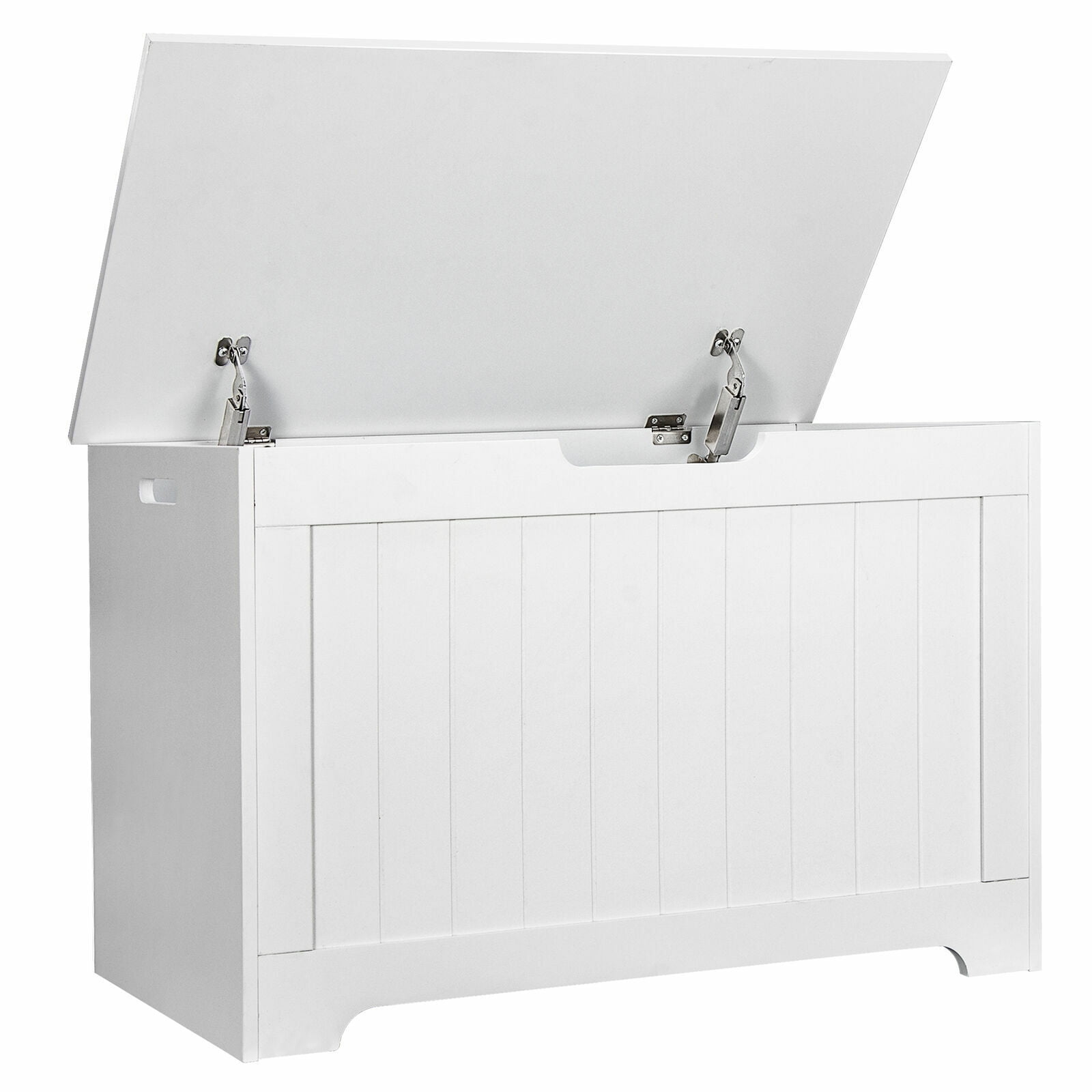 AGRTY Double Storage Chest Bench with Safety Hinges and Handles, White ...
