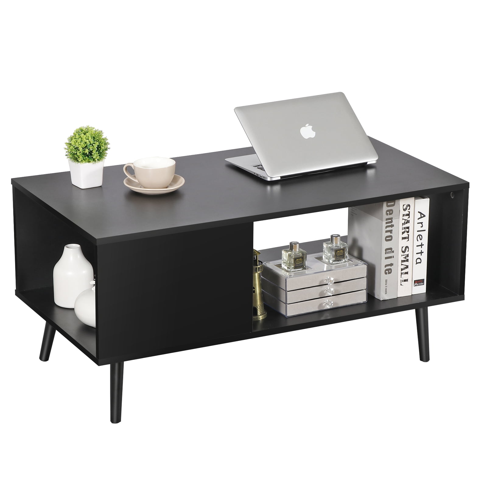 AGRTY Industrial Coffee Table with Large Storage, Sturdy PB & Pine Wood ...