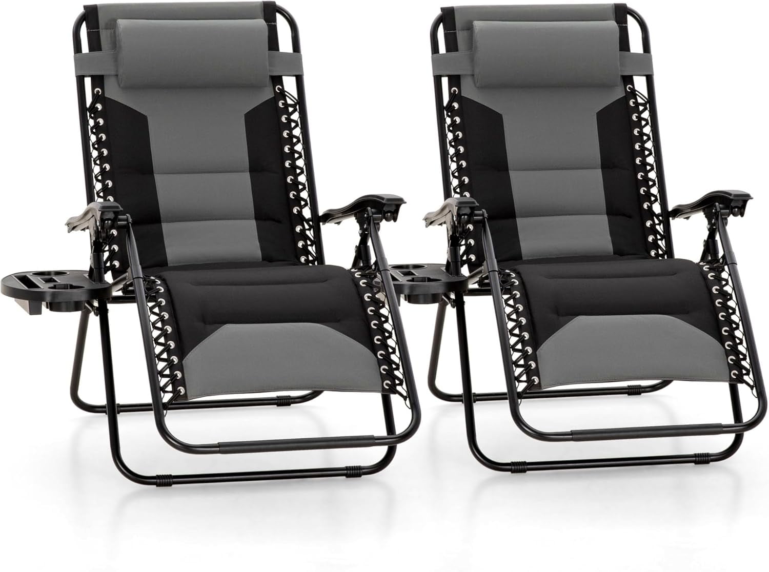 AGRTY Padded Zero Gravity Chair Set of 2, Folding Patio Lounge Recliner ...