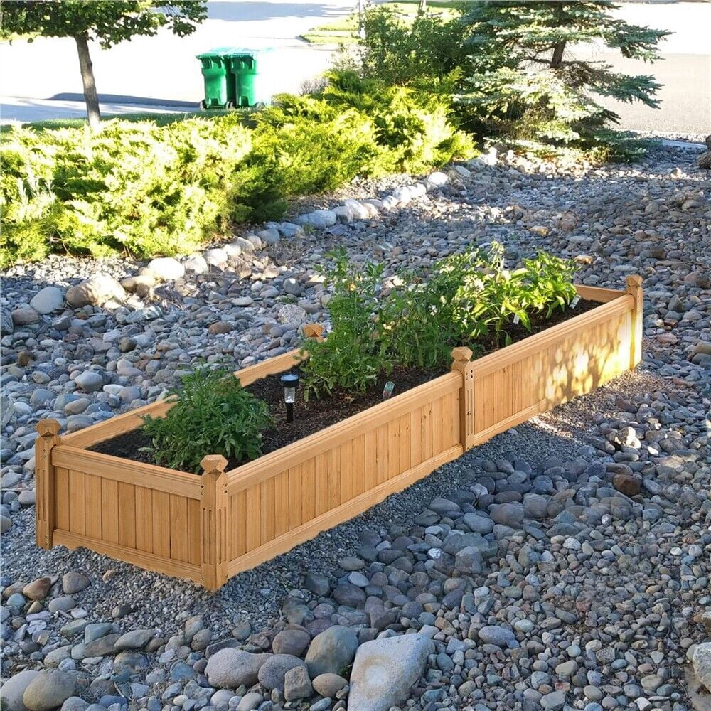 AGRTY Wooden Raised Garden Bed, Fir Rectangular Planter Box for Patio ...