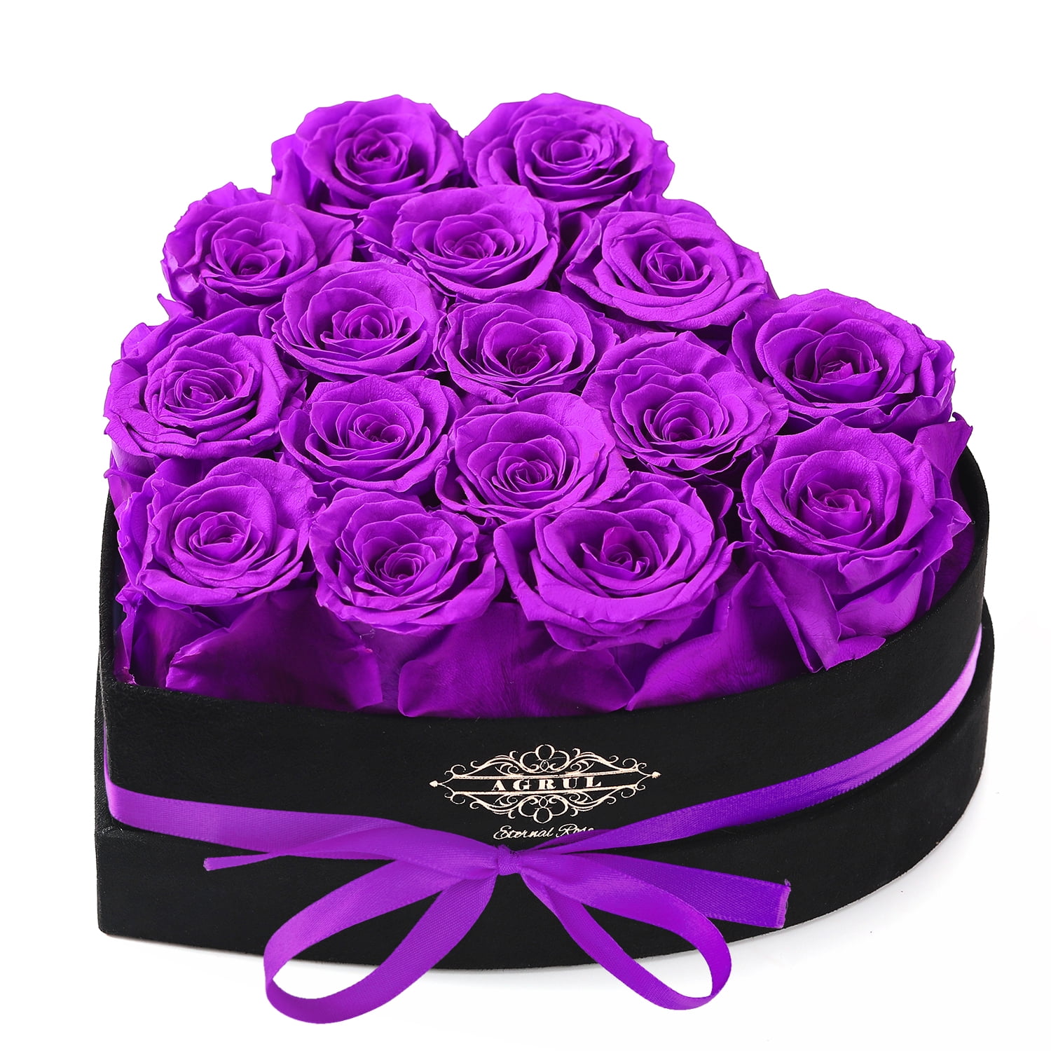 AGRUL 16 Pcs Purple Preserved Flowers Rose Gifts for Christmas ...