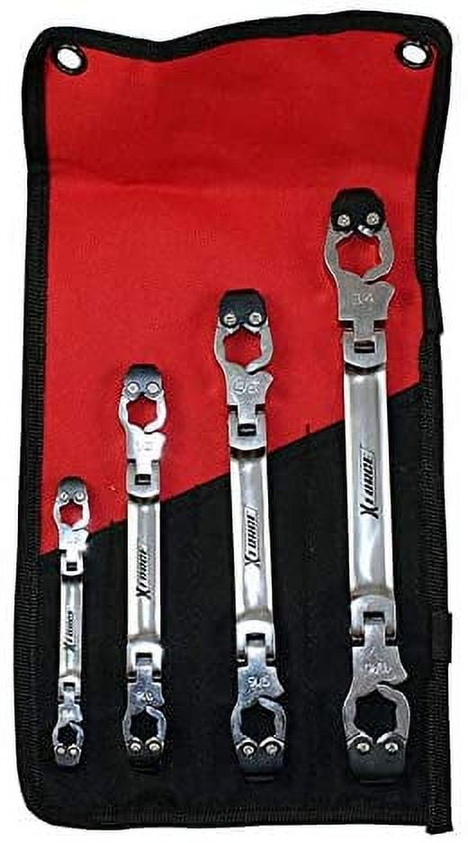 AGS AUTOMOTIVE SOLUTIONS Ratcheting Flare Nut Wrench Set, SAE Double ...