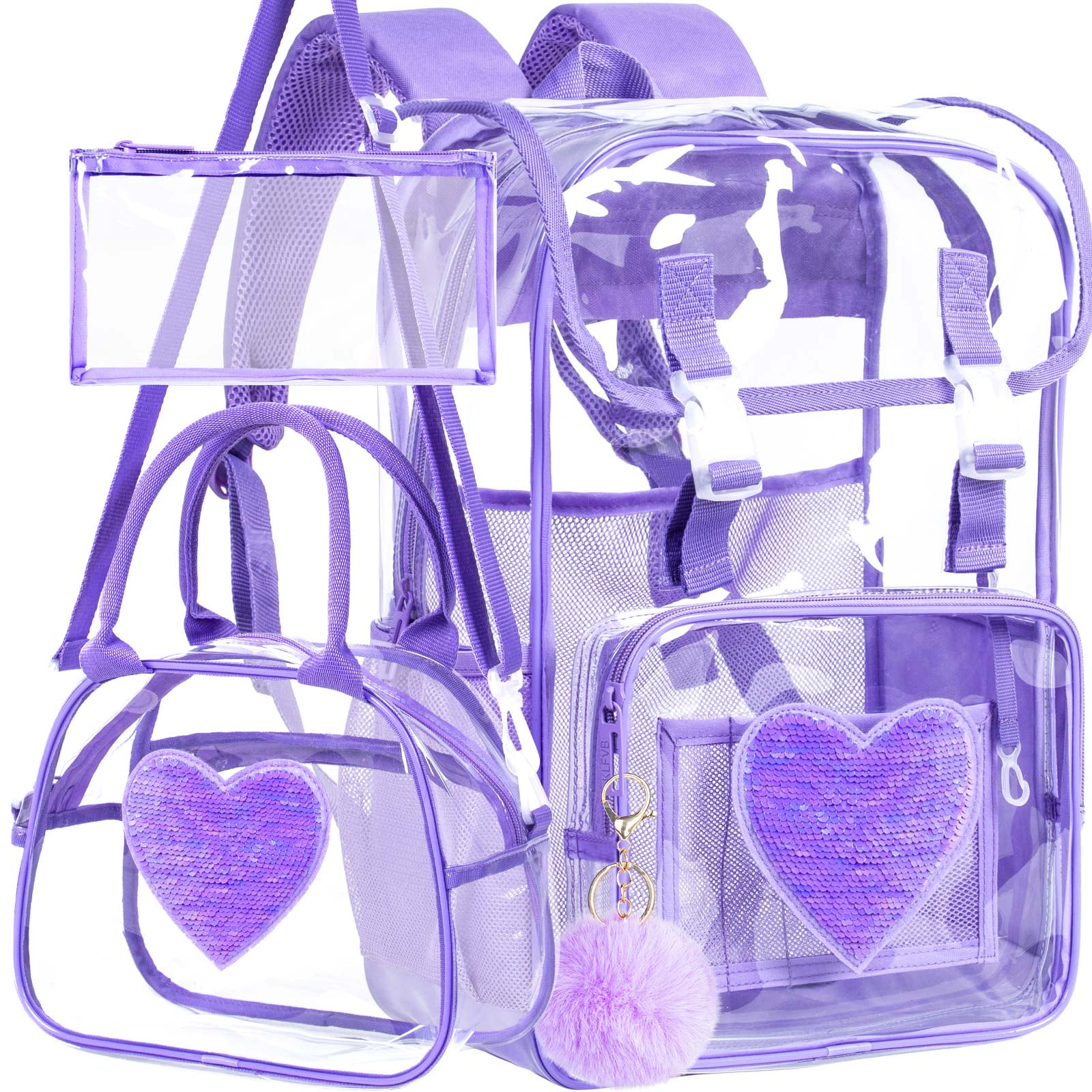 AGSDON 3PCS Clear Backpack, Heavy Duty Transparent Bookbag for Women ...