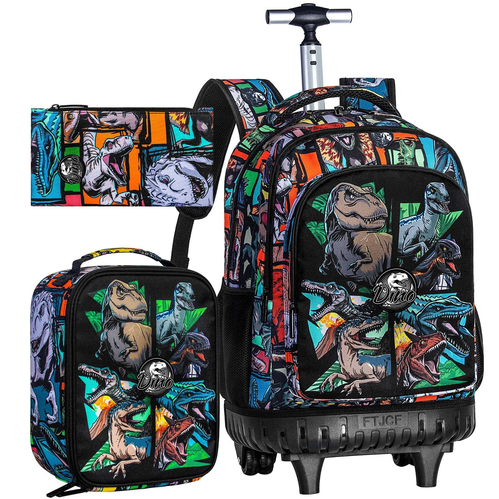 AGSDON 3PCS Rolling Backpack for Men, 21 Inch Water Resistant Dinosaur ...