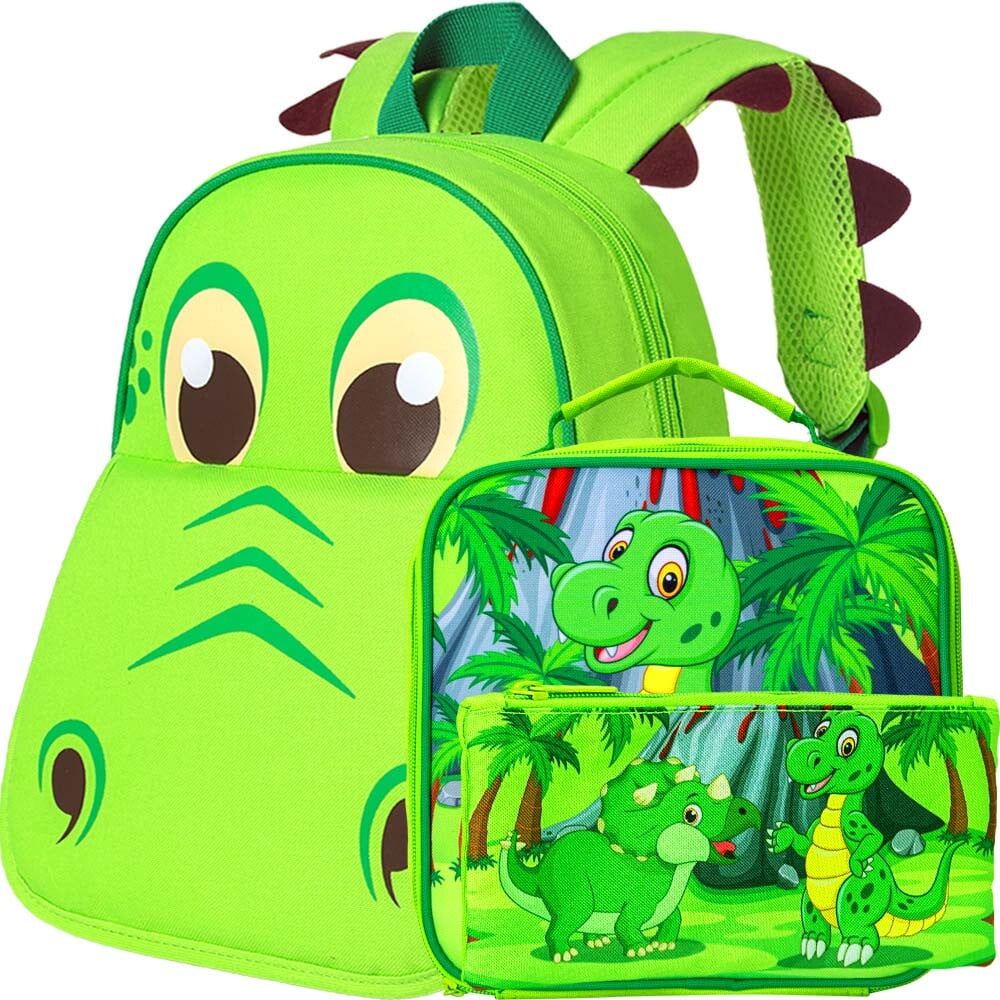 AGSDON 3PCS Toddler Backpack and Lunch Box for Boys, 12" Dinosaur ...
