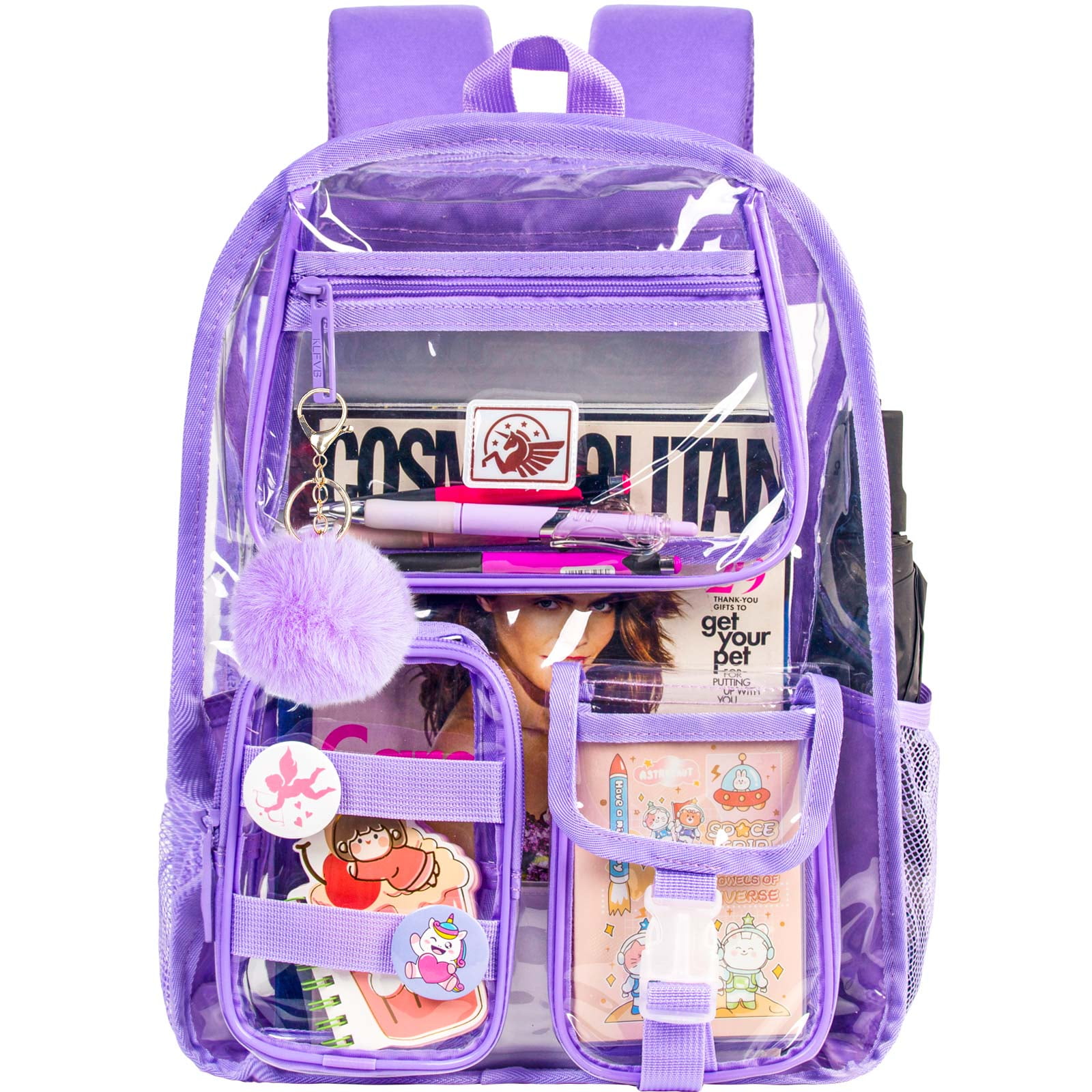 AGSDON Clear Backpack, Heavy Duty Transparent Bookbag for Girls Women ...