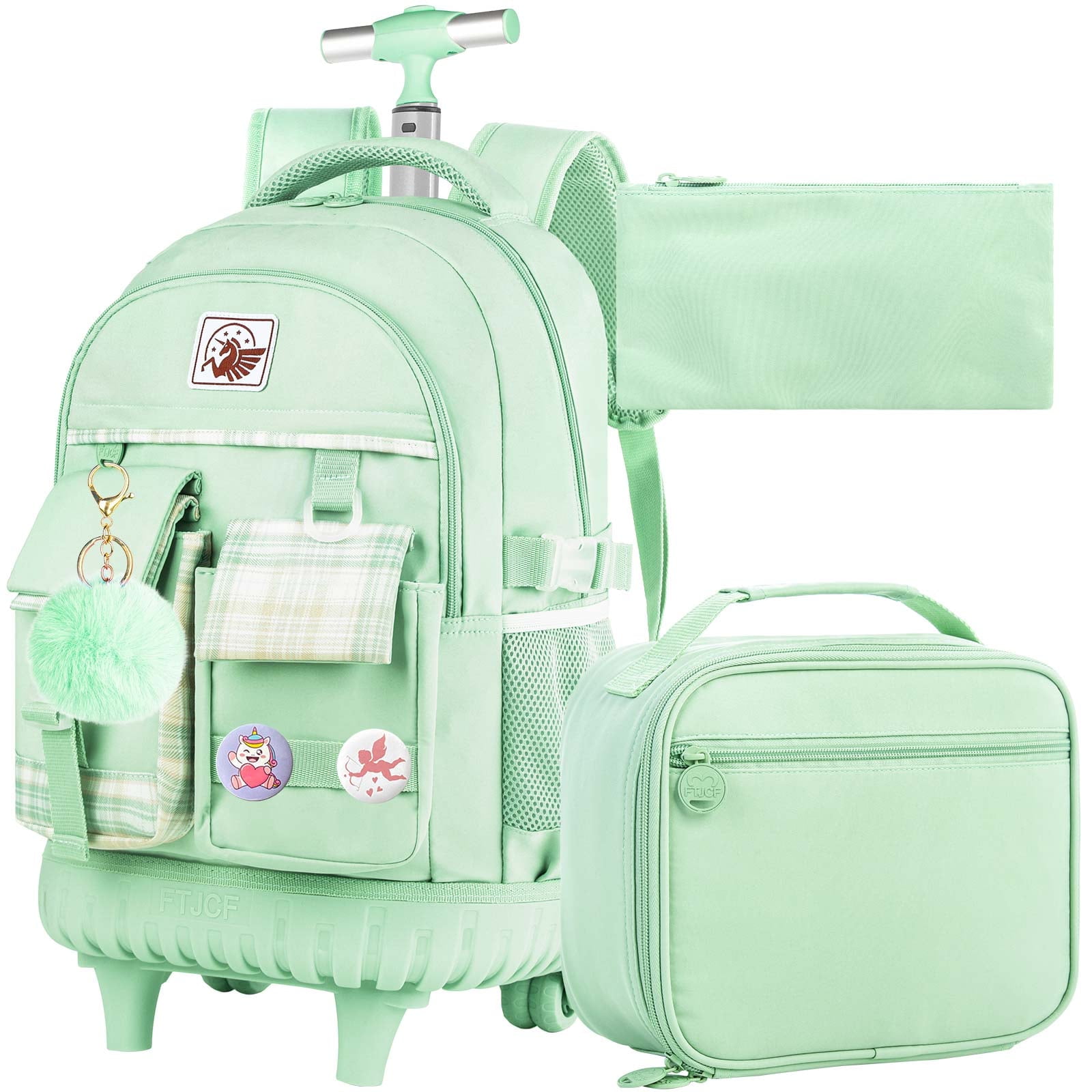 AGSDON Rolling Backpack for Girls, 21" Women Roller Wheels Bookbag ...