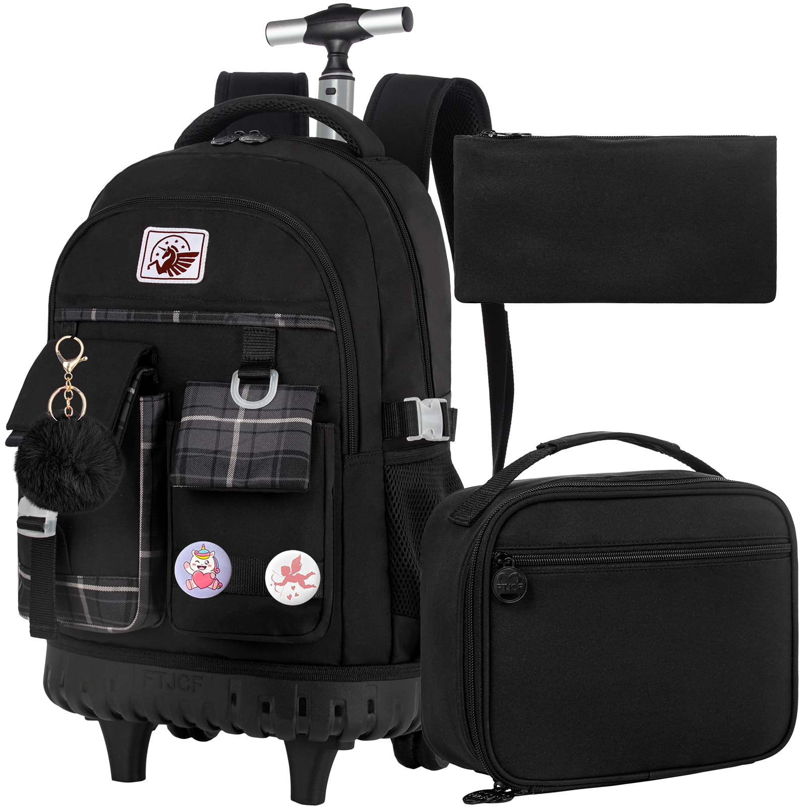 AGSDON Rolling Backpack for Girls, 21" Women Roller Wheels Bookbag ...