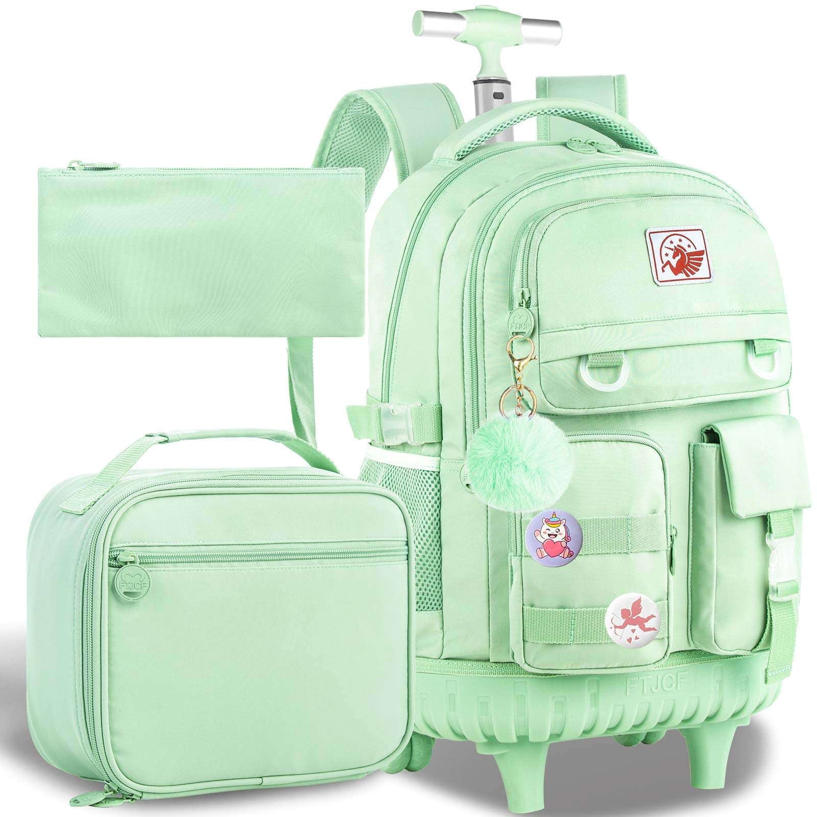 AGSDON Rolling Backpack for Girls Women, 21 inch Roller Wheels School ...