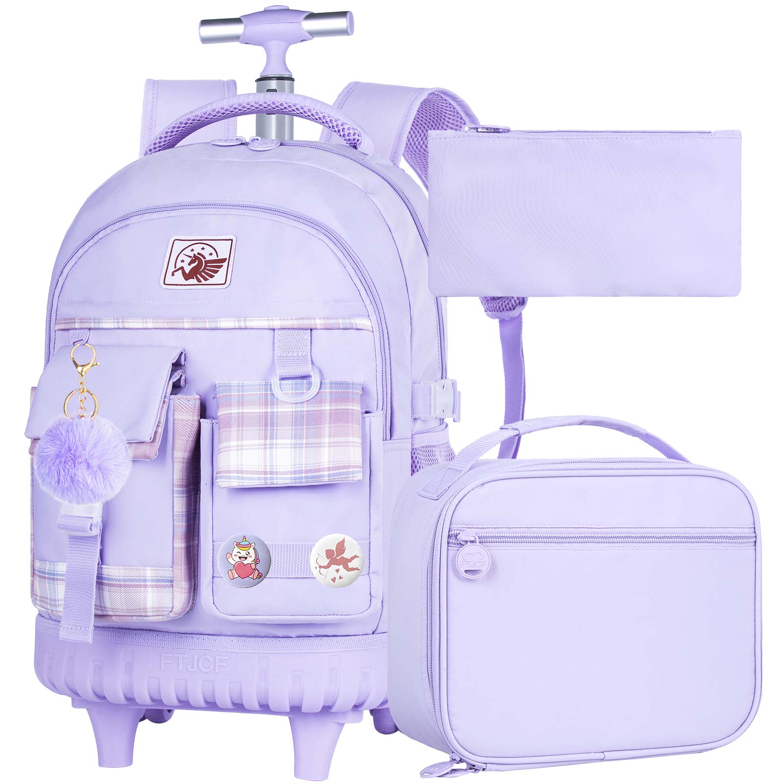 AGSDON Rolling Backpack for Girls Women, 21 inch Roller Wheels School ...