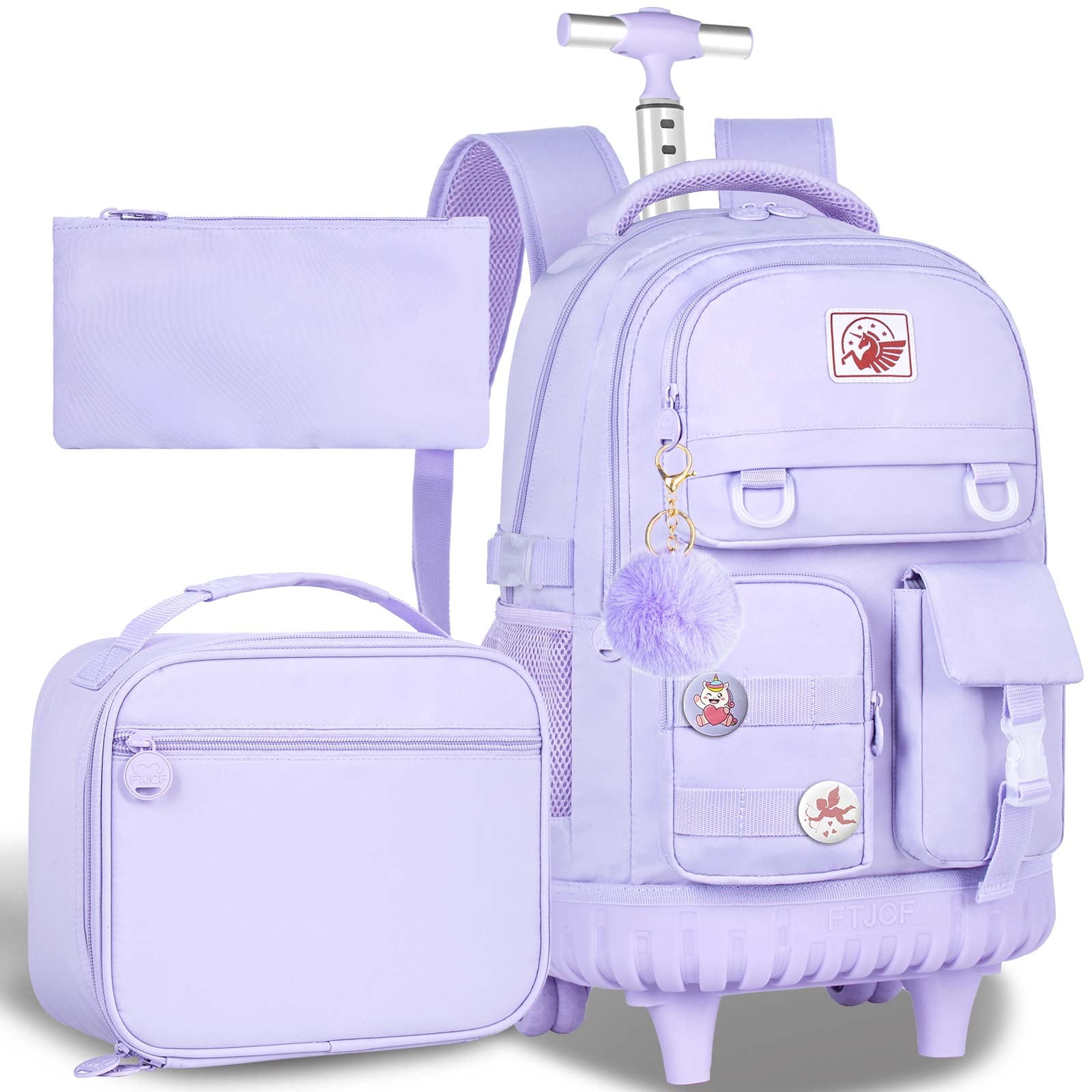 AGSDON Rolling Backpack for Girls Women, 21 inch Roller Wheels School ...