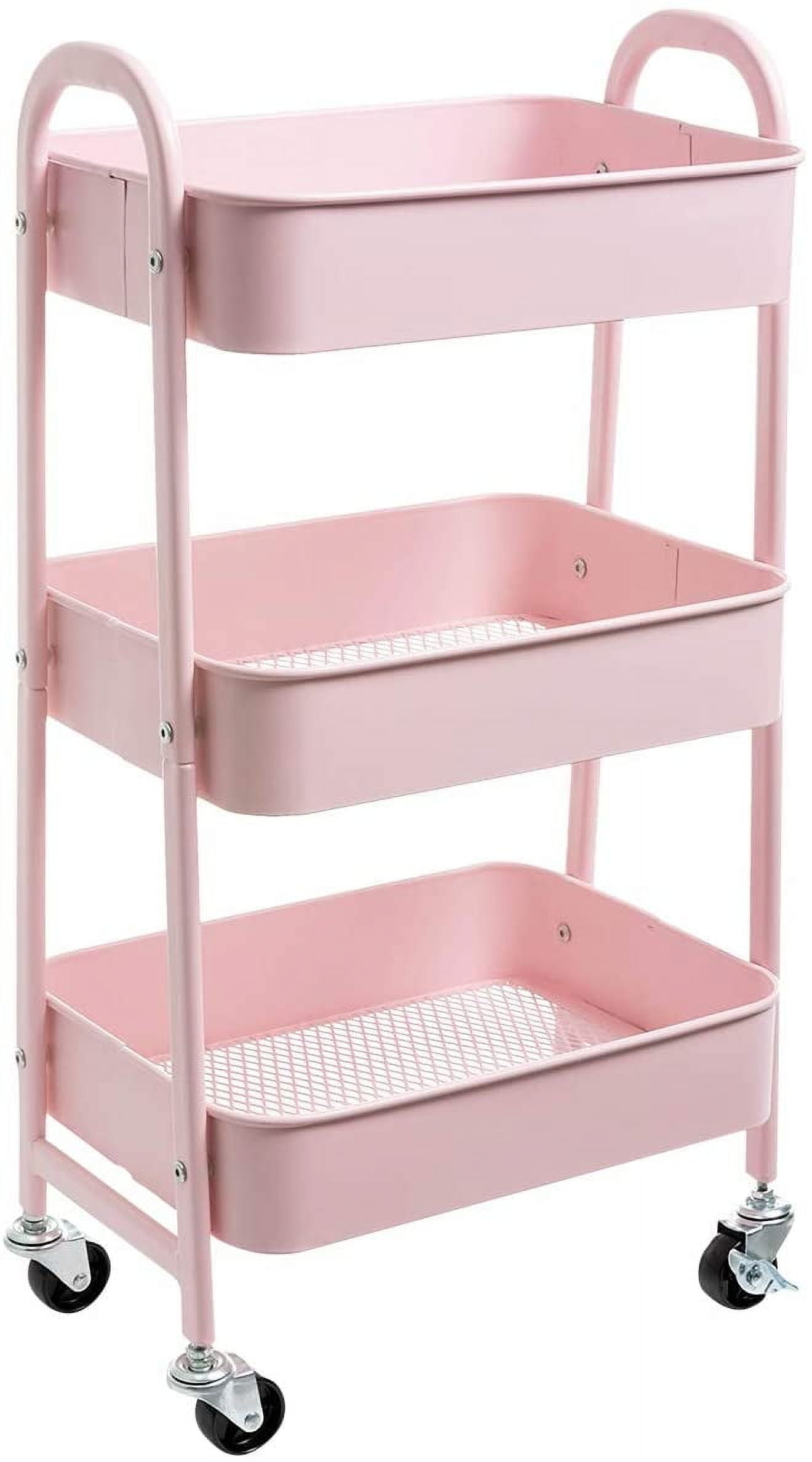 AGTEK Makeup Cart, Movable Rolling Organizer Cart, 3 Tier Metal Utility ...