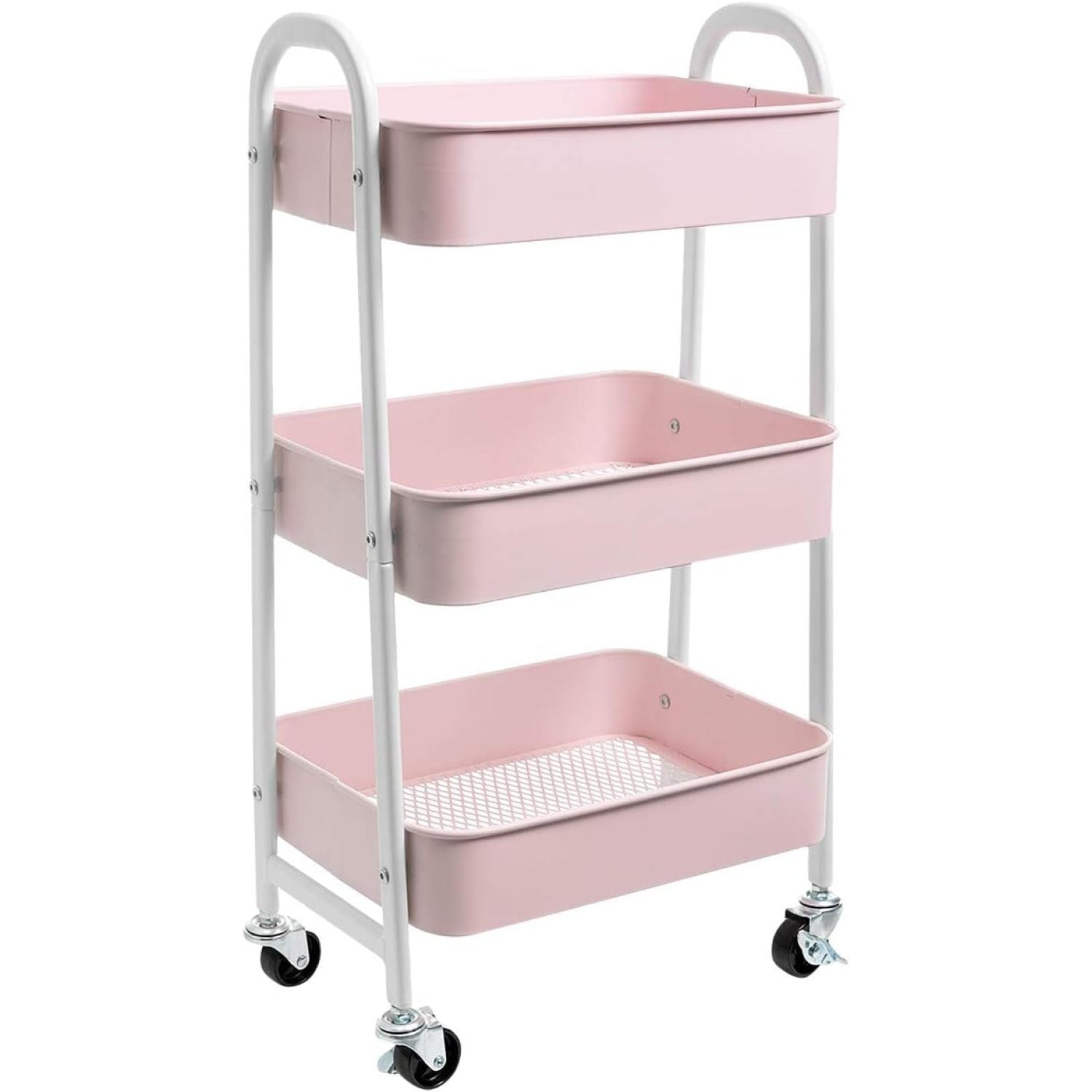 AGTEK Makeup Cart, Movable Rolling Organizer Cart, 3 Tier Metal Utility ...