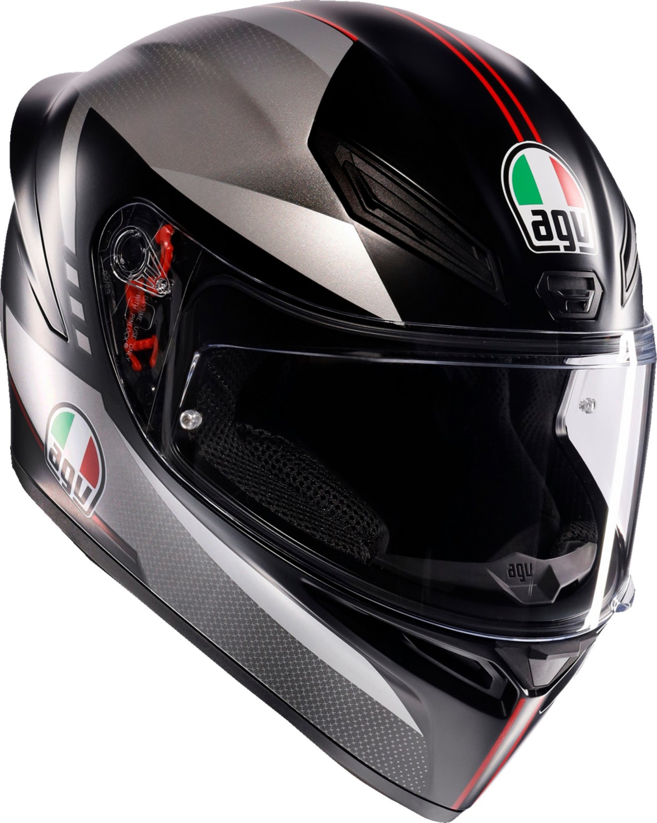 AGV K1 S Lap Street Motorcycle Helmet Matte Black/Gray/Red - Black ...
