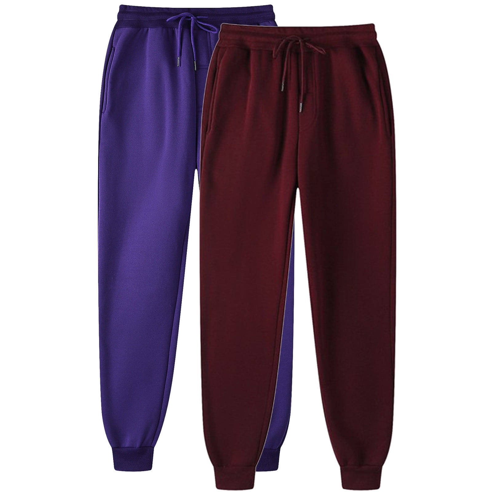 AGWOLF 2 Pack Sweatpants for Women Workout Elastic Waist Wide Leg ...