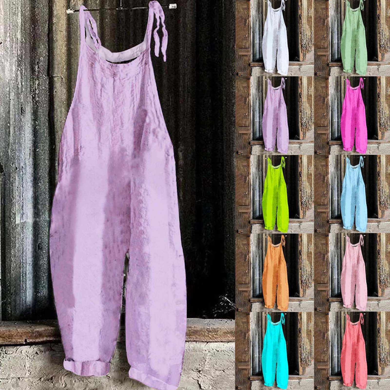 AGWOLF Bib Overalls for Women Loose Fit Adjustable Strap Rompers Casual ...