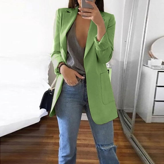 AGWOLF Blazers for Women Business Casual Plus Size Long Sleeve Slim ...