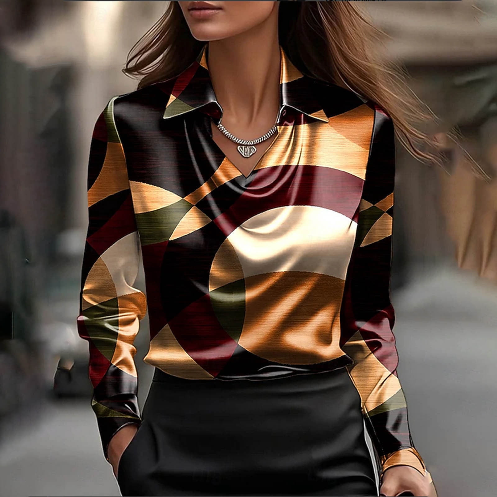 AGWOLF Blouses for Women Dressy Casual Silk Satin Shirts Cowl Neck ...