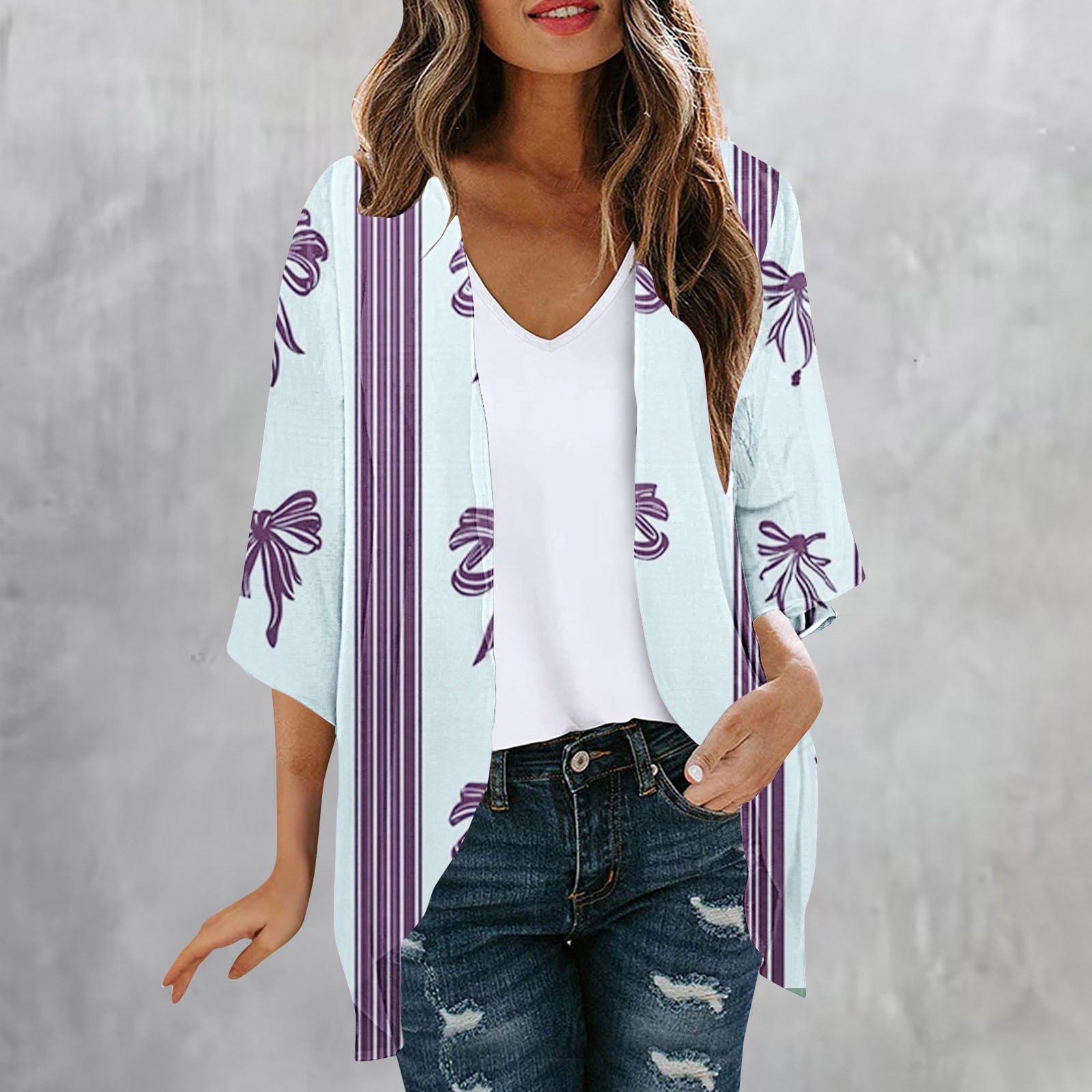 AGWOLF Boho Chiffon Swimsuit Kimono Coverup for Women,Hawaiian Beach ...