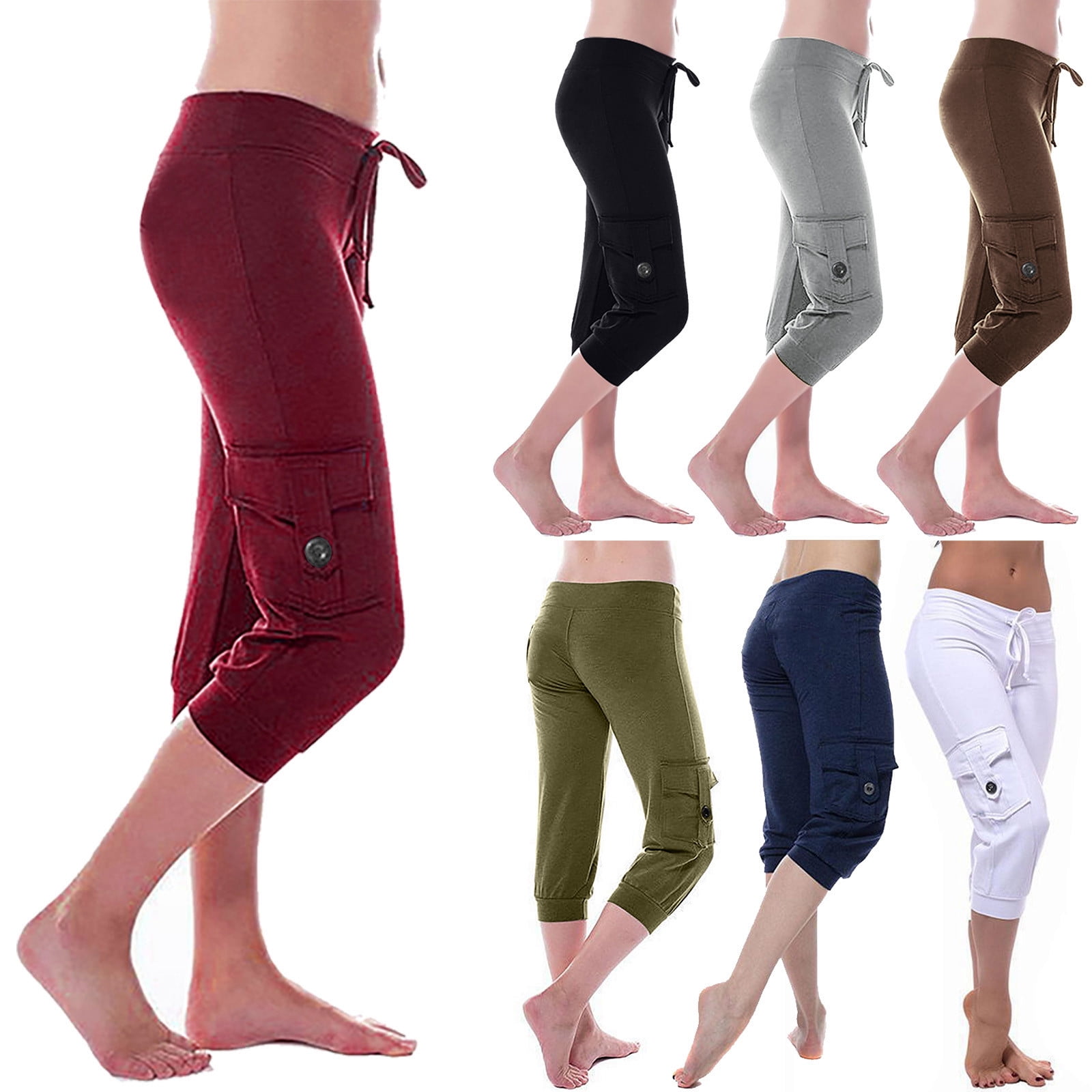 AGWOLF Cargo Capris for Women with Multi-Pocket Summer Mid Rise ...