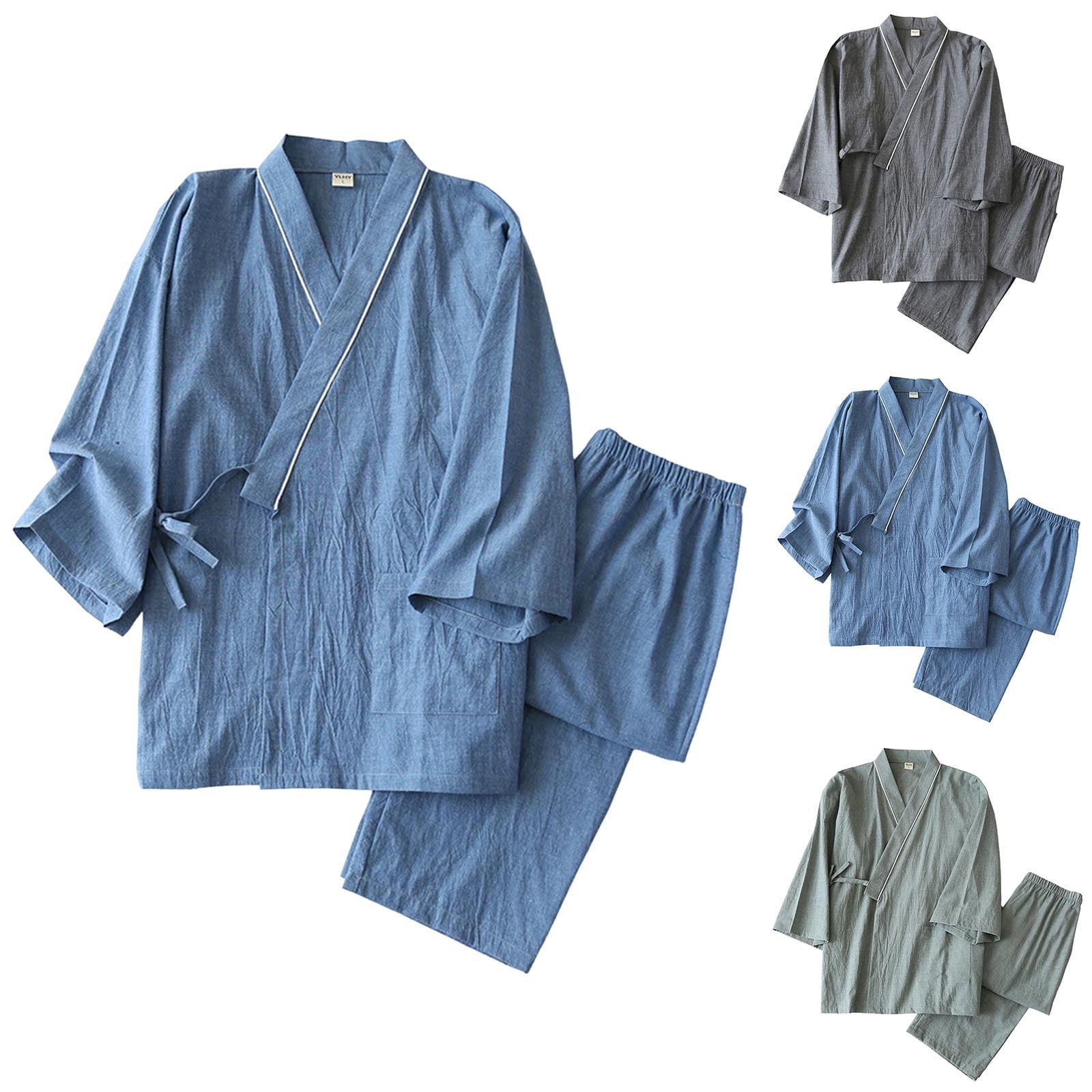 AGWOLF Cotton Pajamas for Women Sets Japanese Kimono & Sumemr Shorts ...