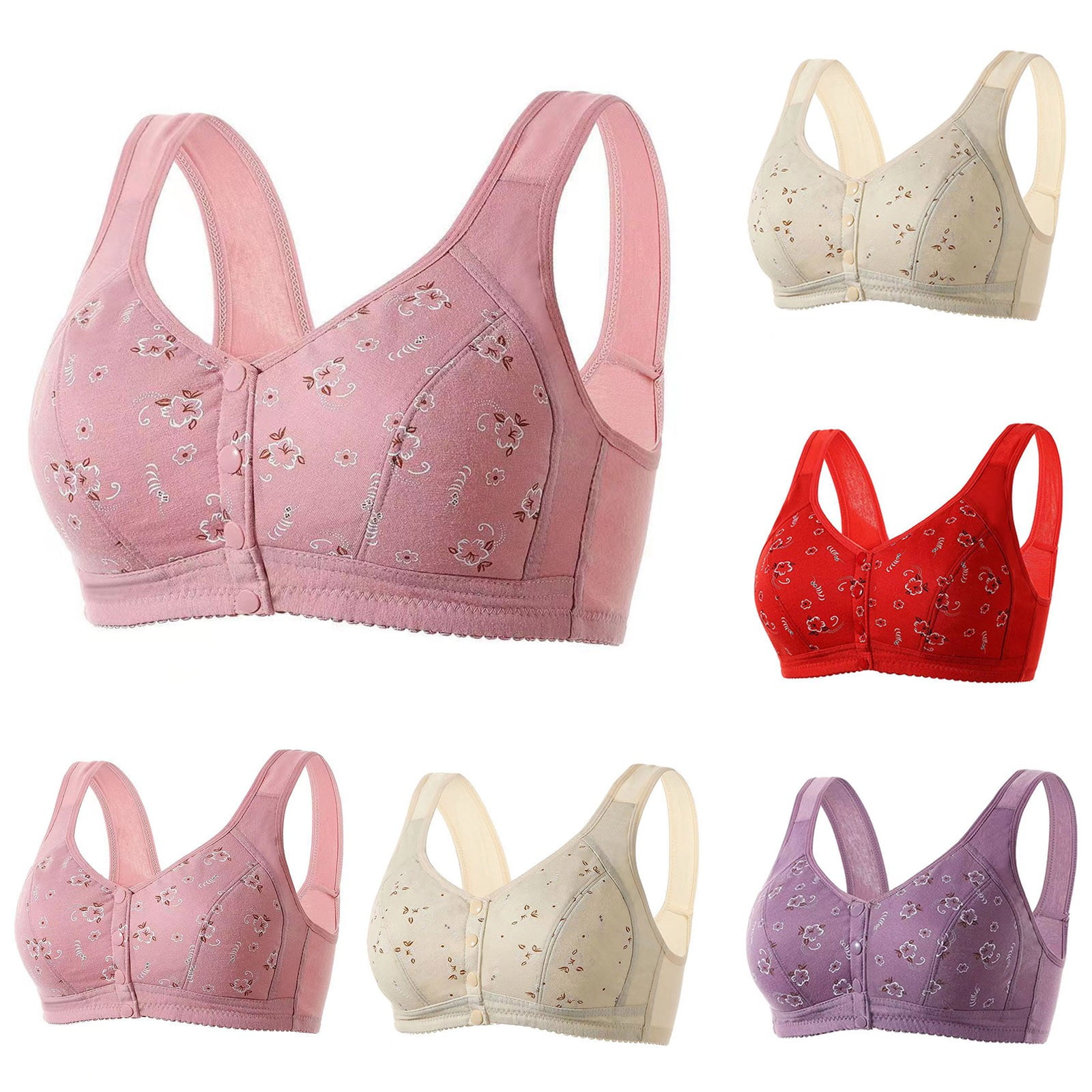AGWOLF Daisy Bras for Women Front Snap Closure Padded Bra Comfortable ...