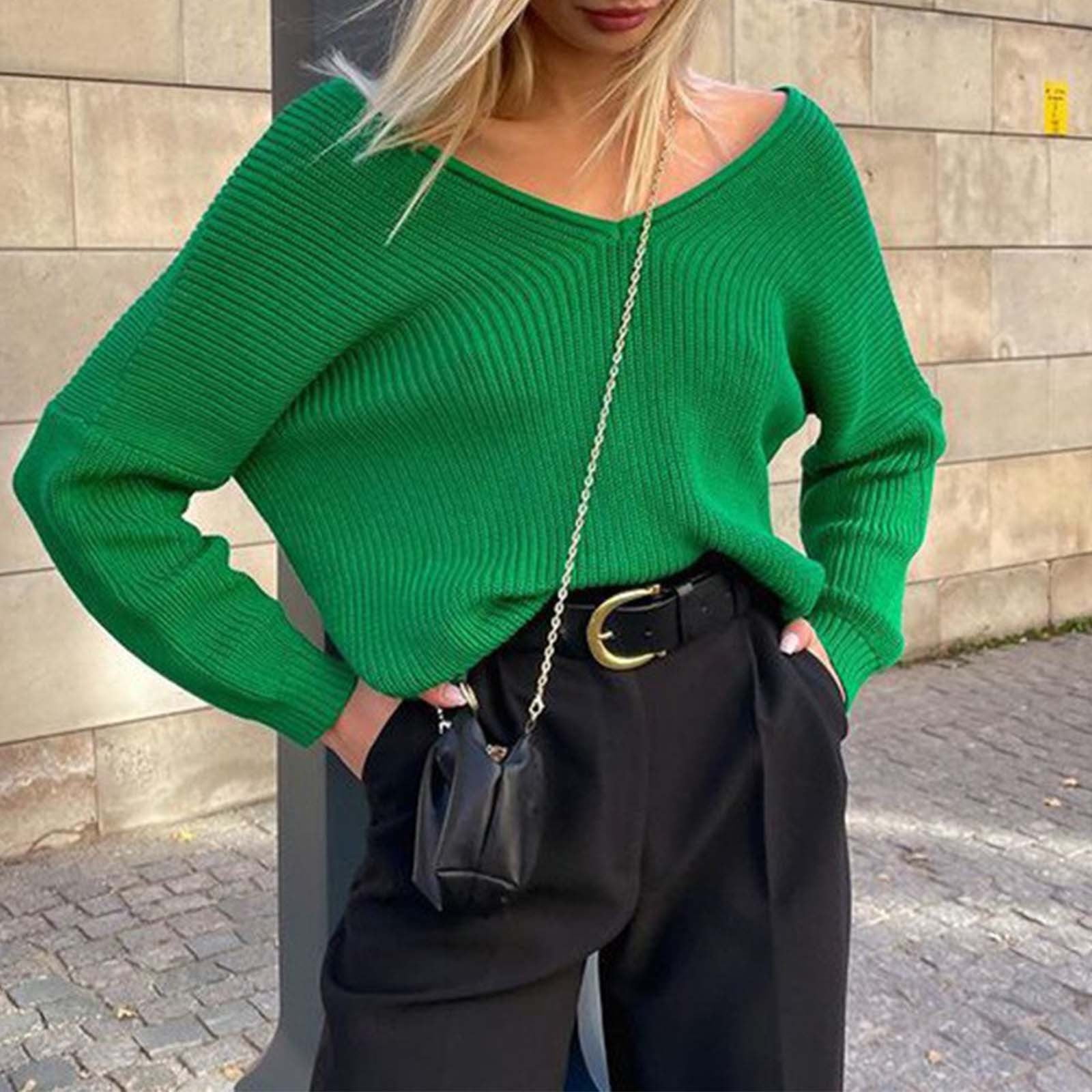AGWOLF Off the Shoulder Swearter for Women Oversized Ribbed Knit Jumper ...