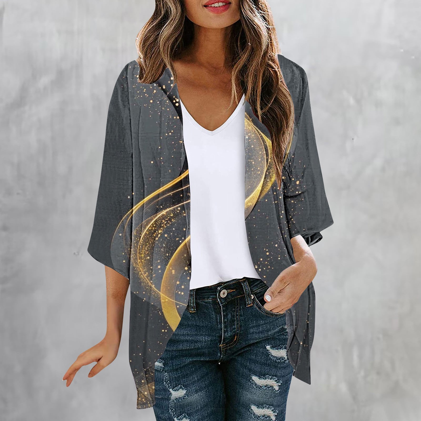 AGWOLF Open Front Long Kimono Swimsuit Cover up for Women Trendy ...