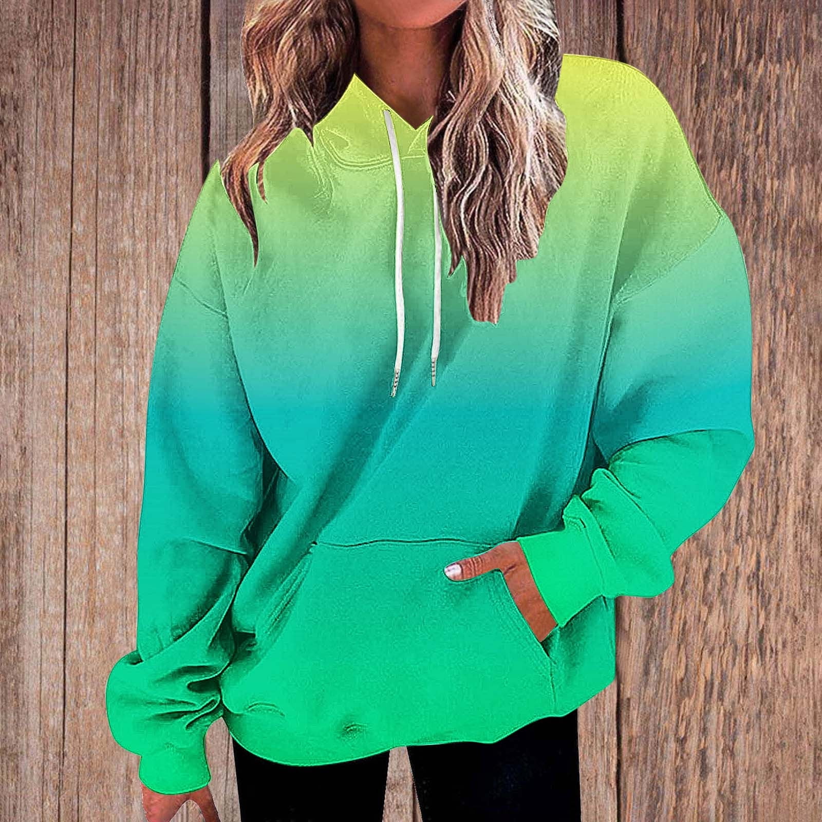 AGWOLF Oversized Hoodies for Women Preppy Gradient Long Sleeve ...