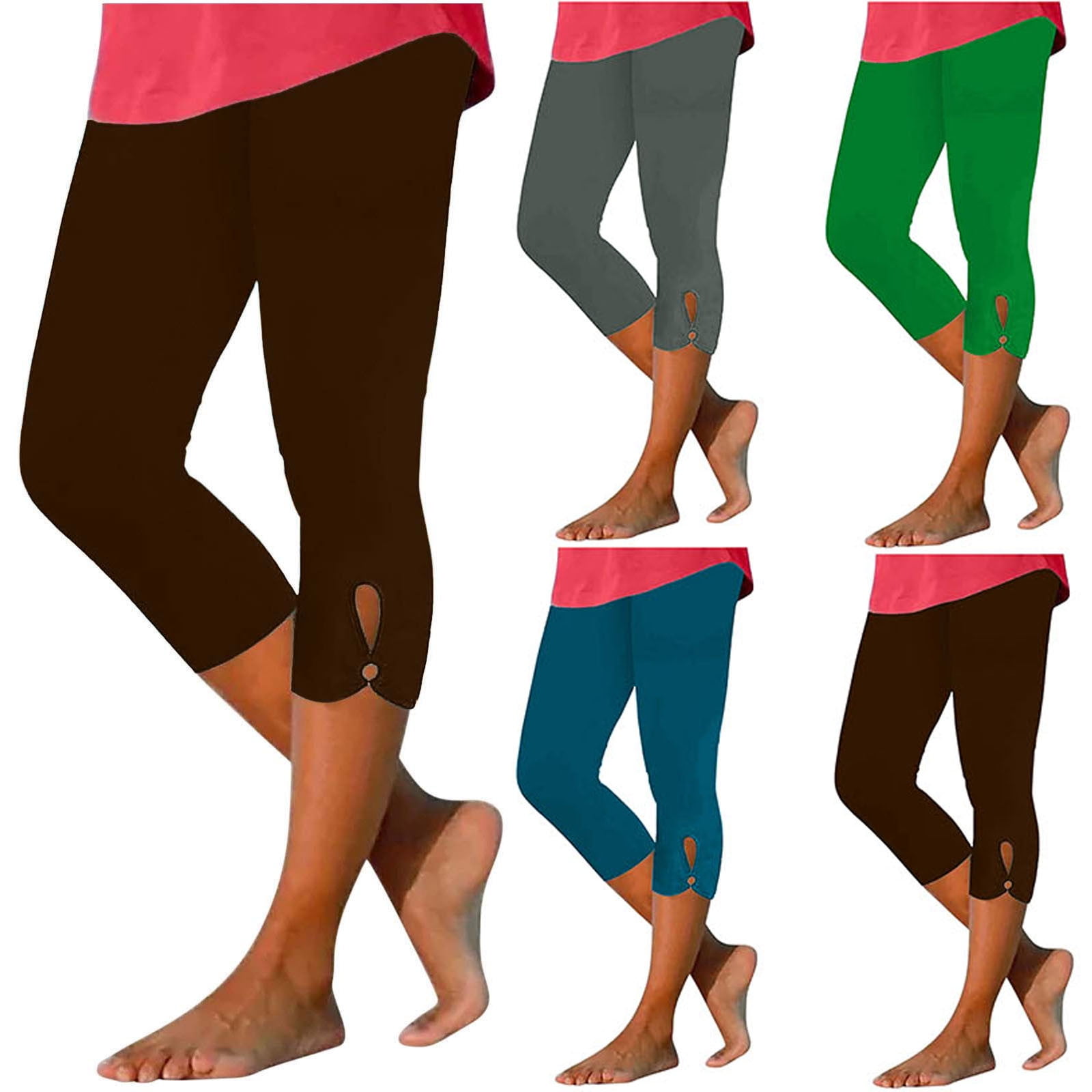 AGWOLF Summer Capris Leggings for Womens Dressy Cropped High Waist Yoga ...