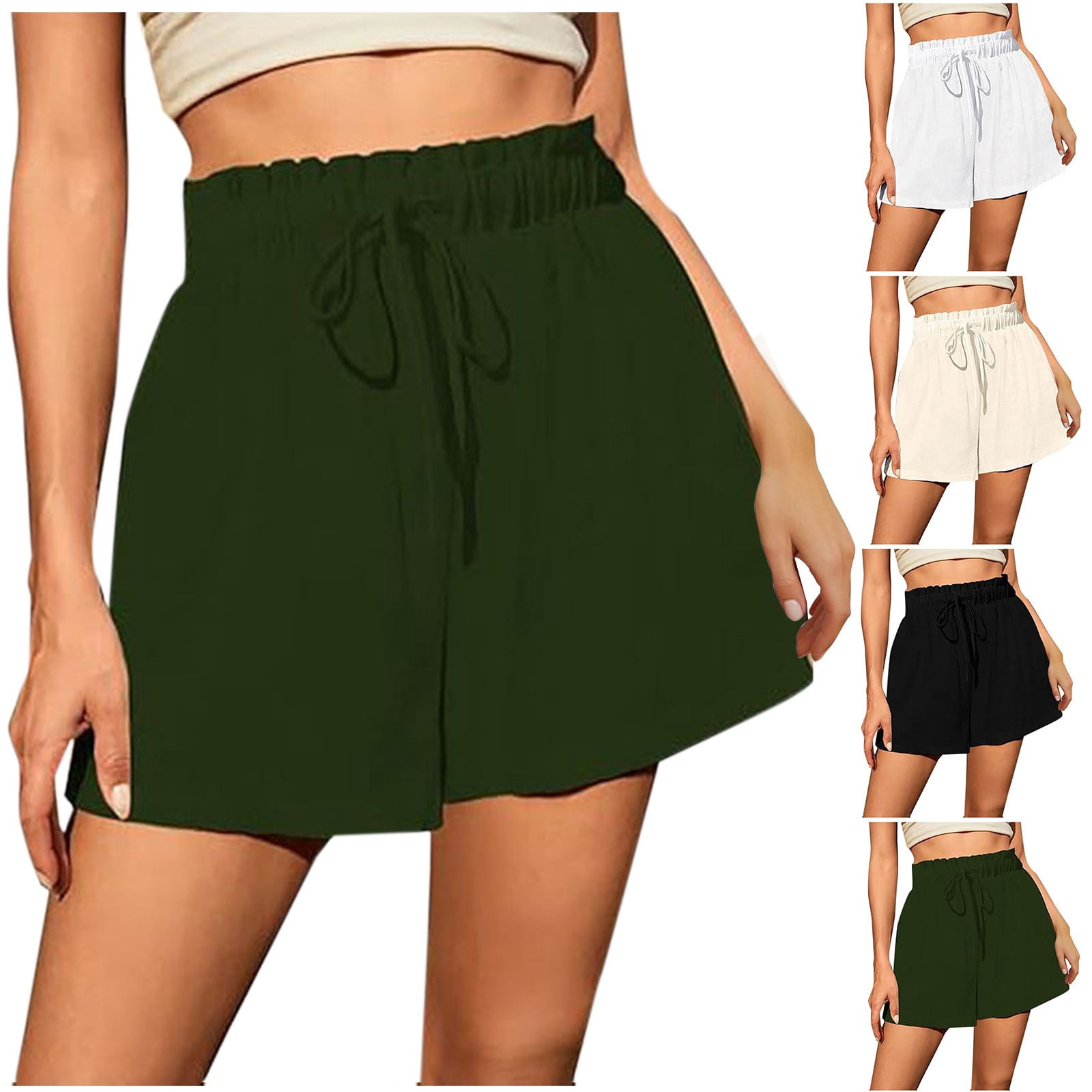 AGWOLF Summer Shorts for Women Trendy High Waisted Wide Leg Shorts ...