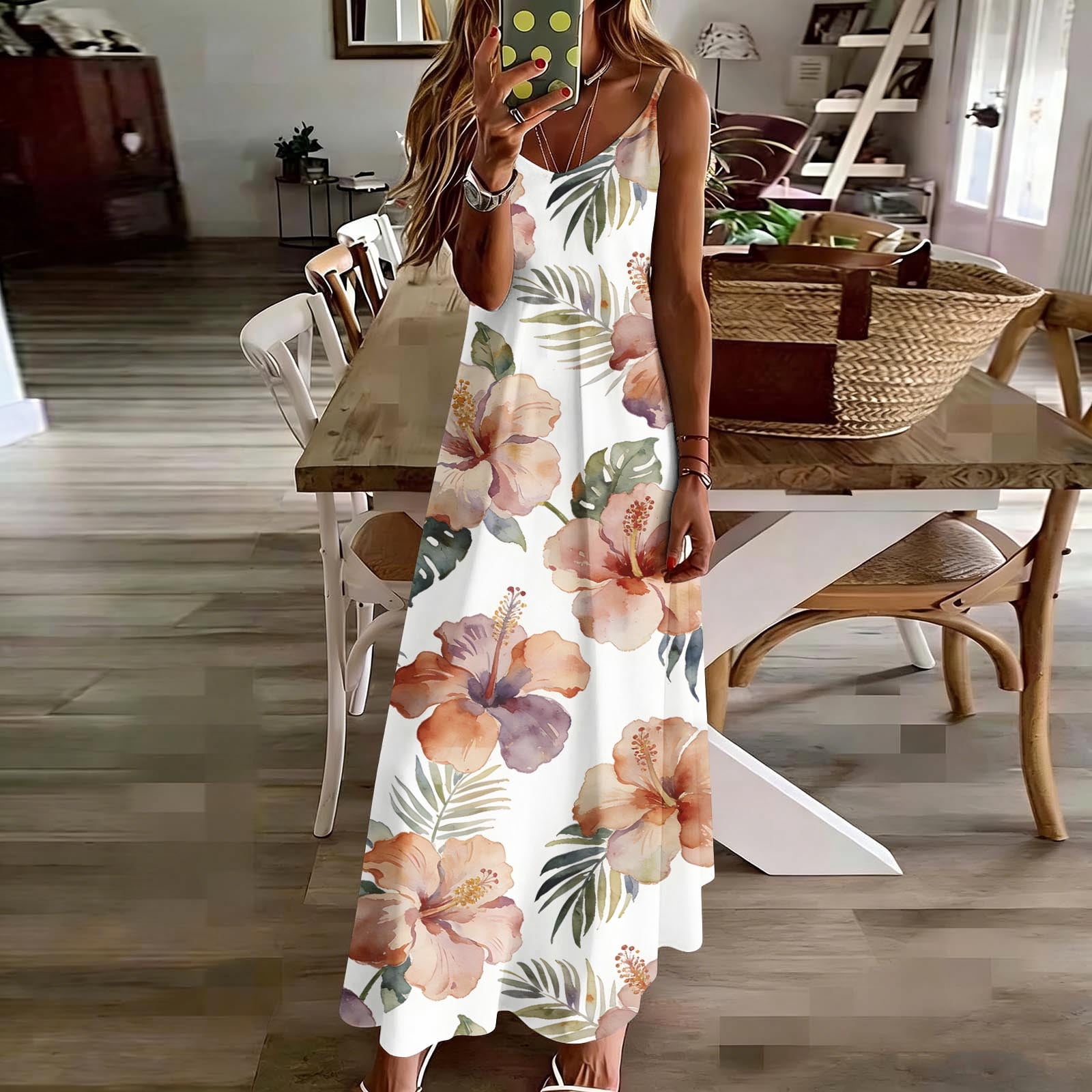AGWOLF Sundress for Women Plus Size V Neck Spaghetti Strap Dresses ...