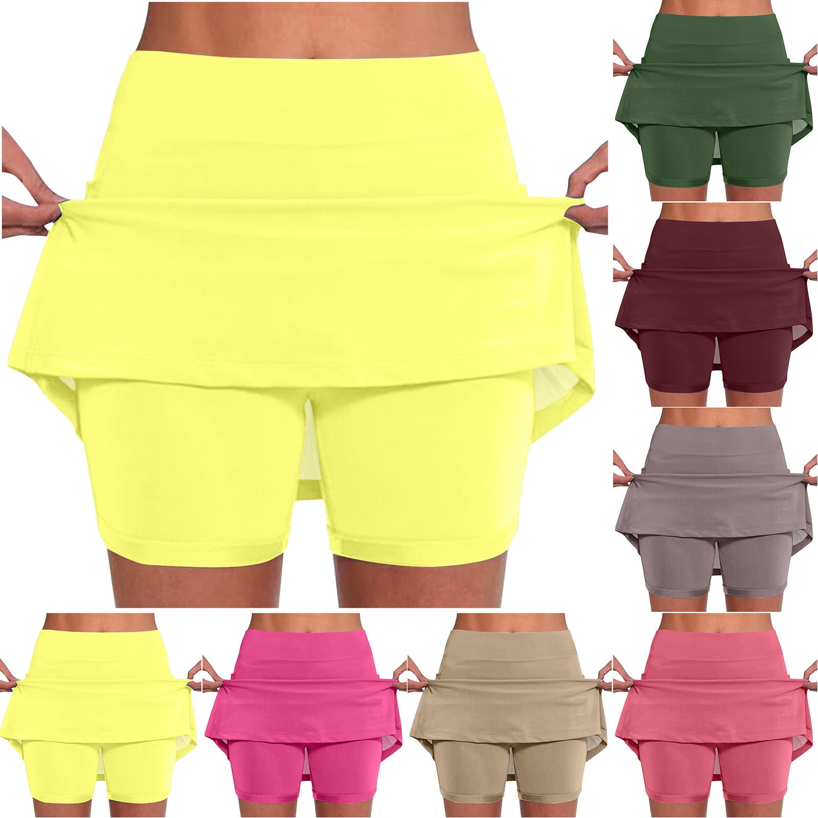 AGWOLF Tennis Skorts for Women High Elastic Waisted Athletic Skort Plus ...