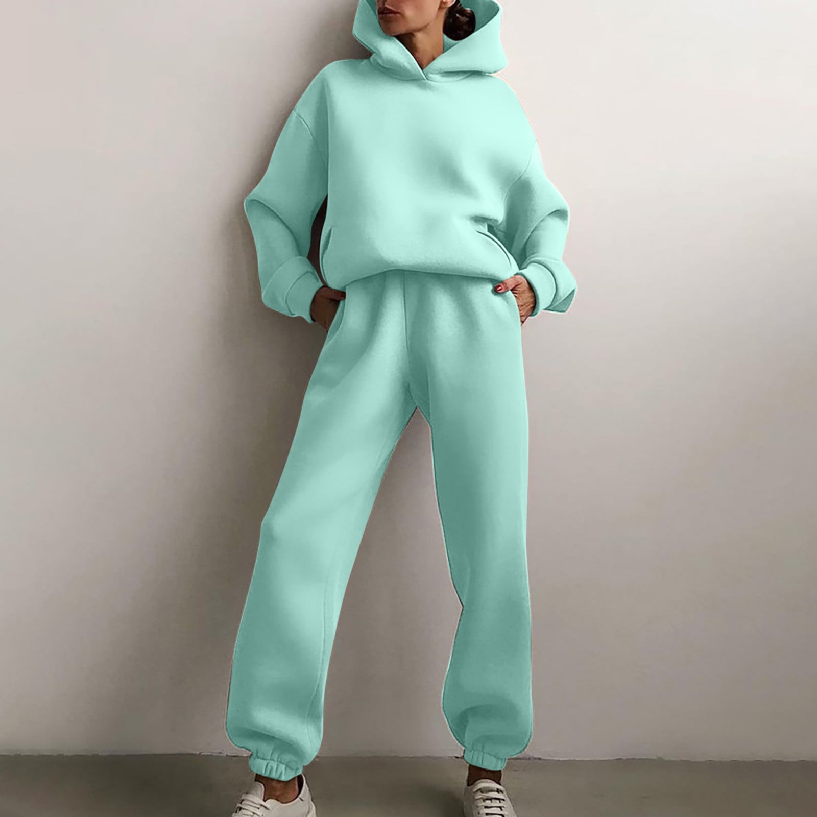 AGWOLF Women Jogger Outfit Matching Sweatsuits Long Sleeve Hooded ...