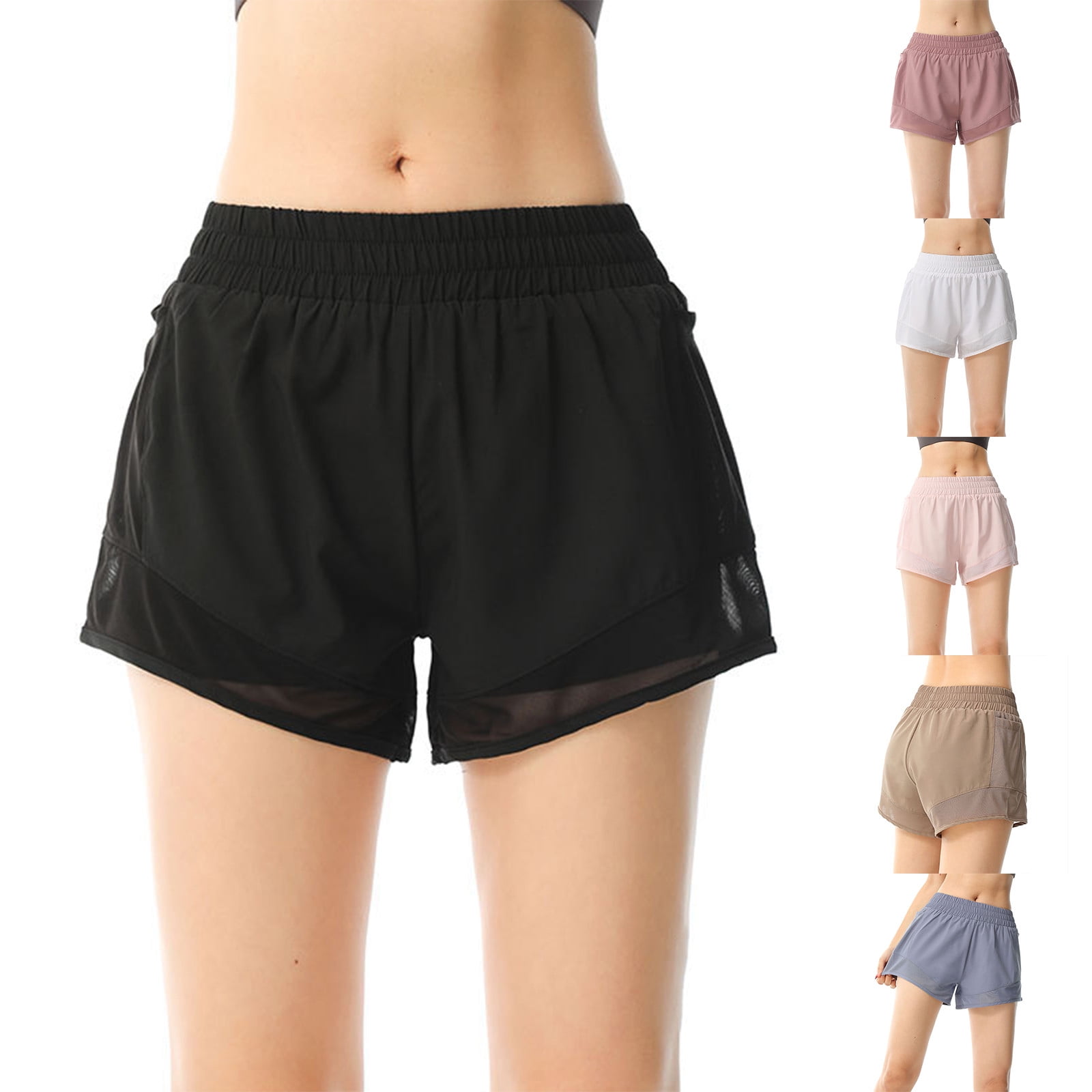 AGWOLF Women Workout Shorts High Waisted Quick Dry Wide Leg Yoga Short ...